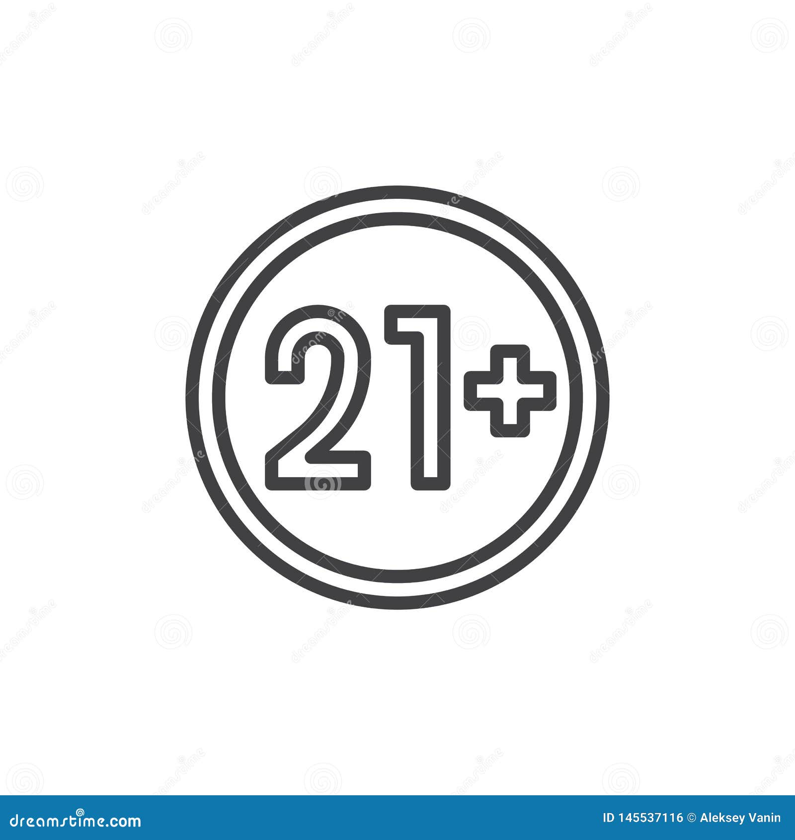 21 Plus Years Old Sign Line Icon Stock Vector - Illustration of adult ...