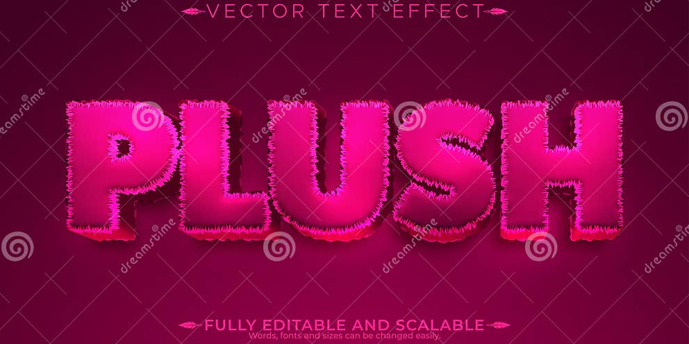 Plush Text Effect, Editable Pink and Soft Text Style Stock Vector ...