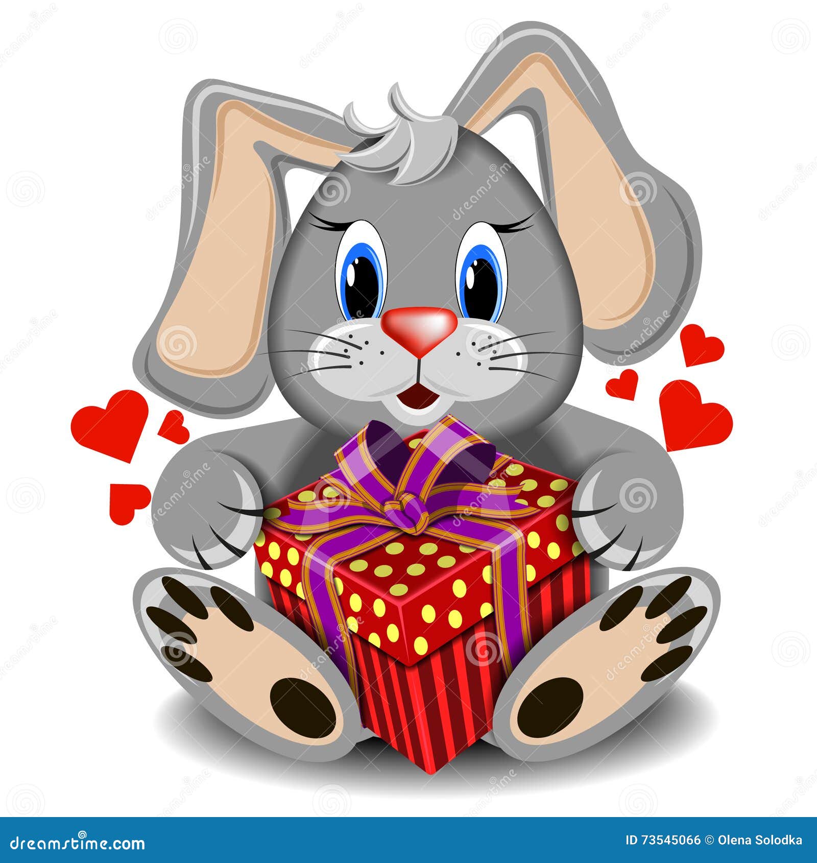 Plush Toy Love Rabbit with Box Gift Stock Vector - Illustration of hero ...