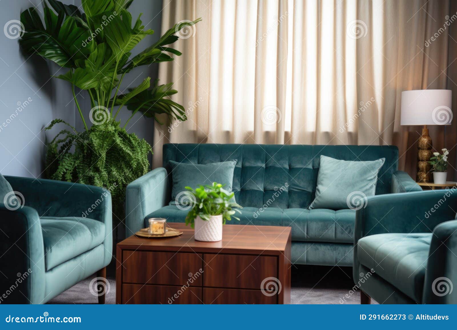 Plush Velvet Sofa Set in a Therapy Office Stock Image - Image of ...
