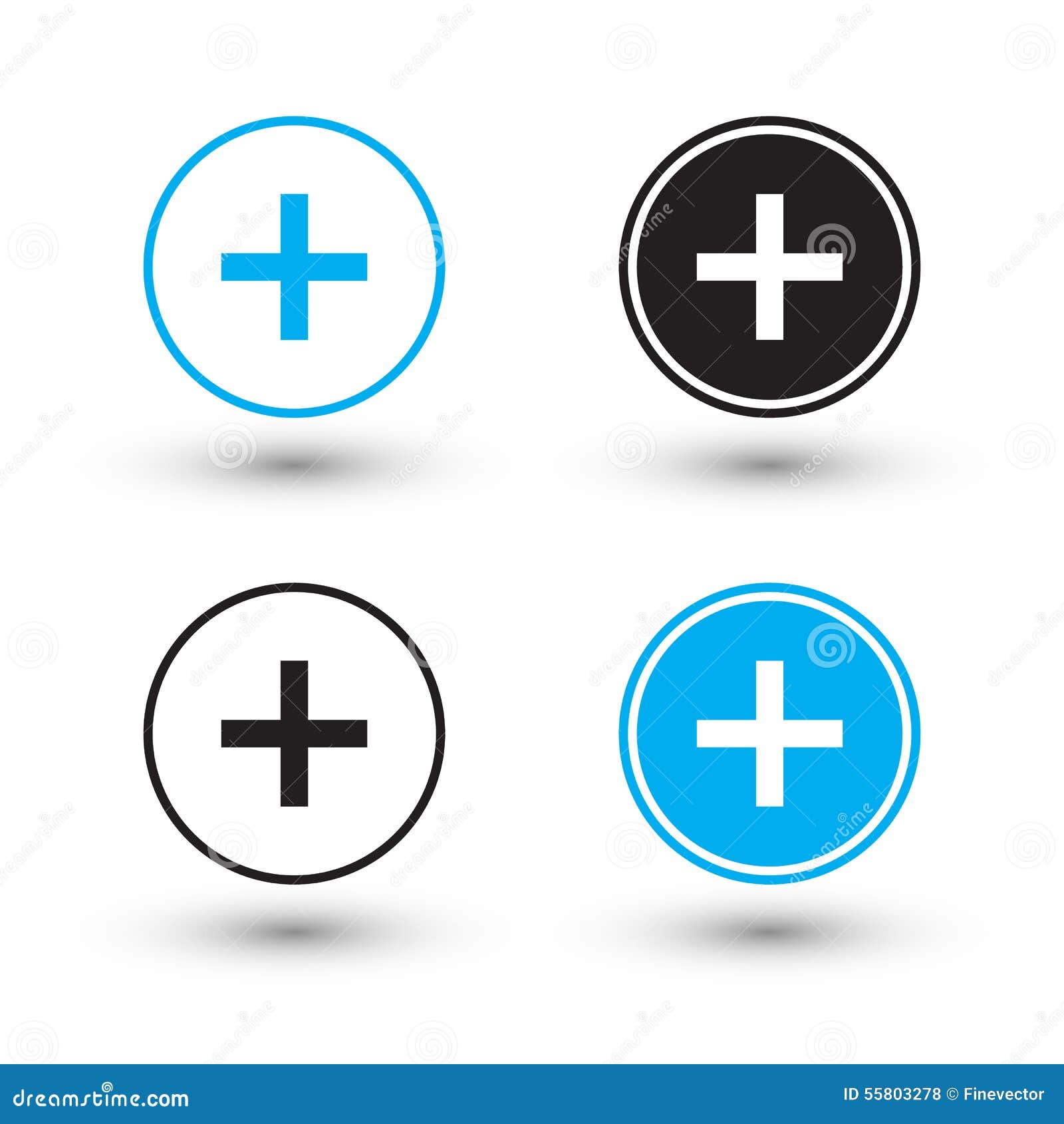 Plustekenpictogrammen Plustekenknopen Vector Illustratie - Illustration ...