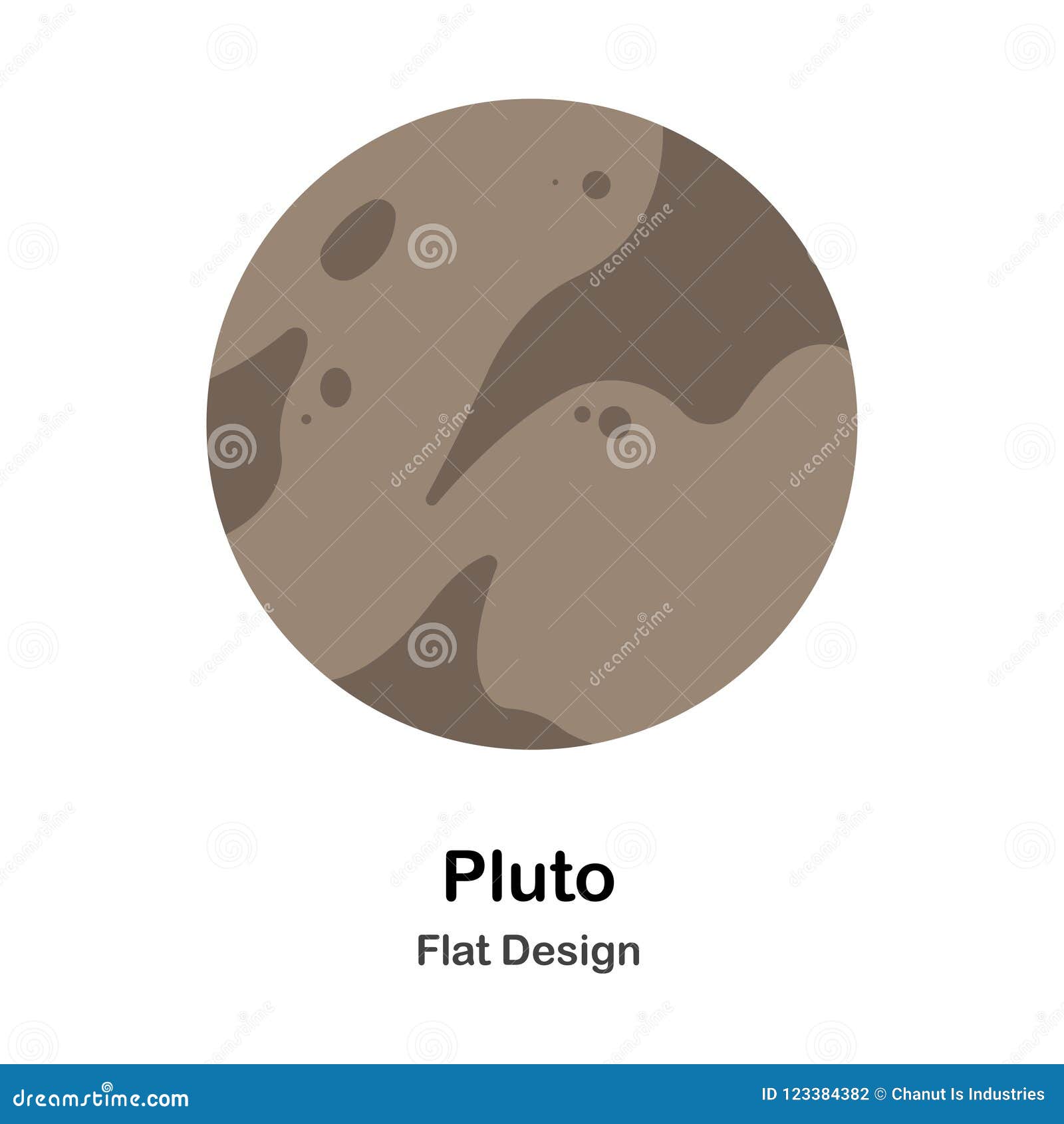 Pluto Flat Illustration stock vector. Illustration of astronomy - 123384382