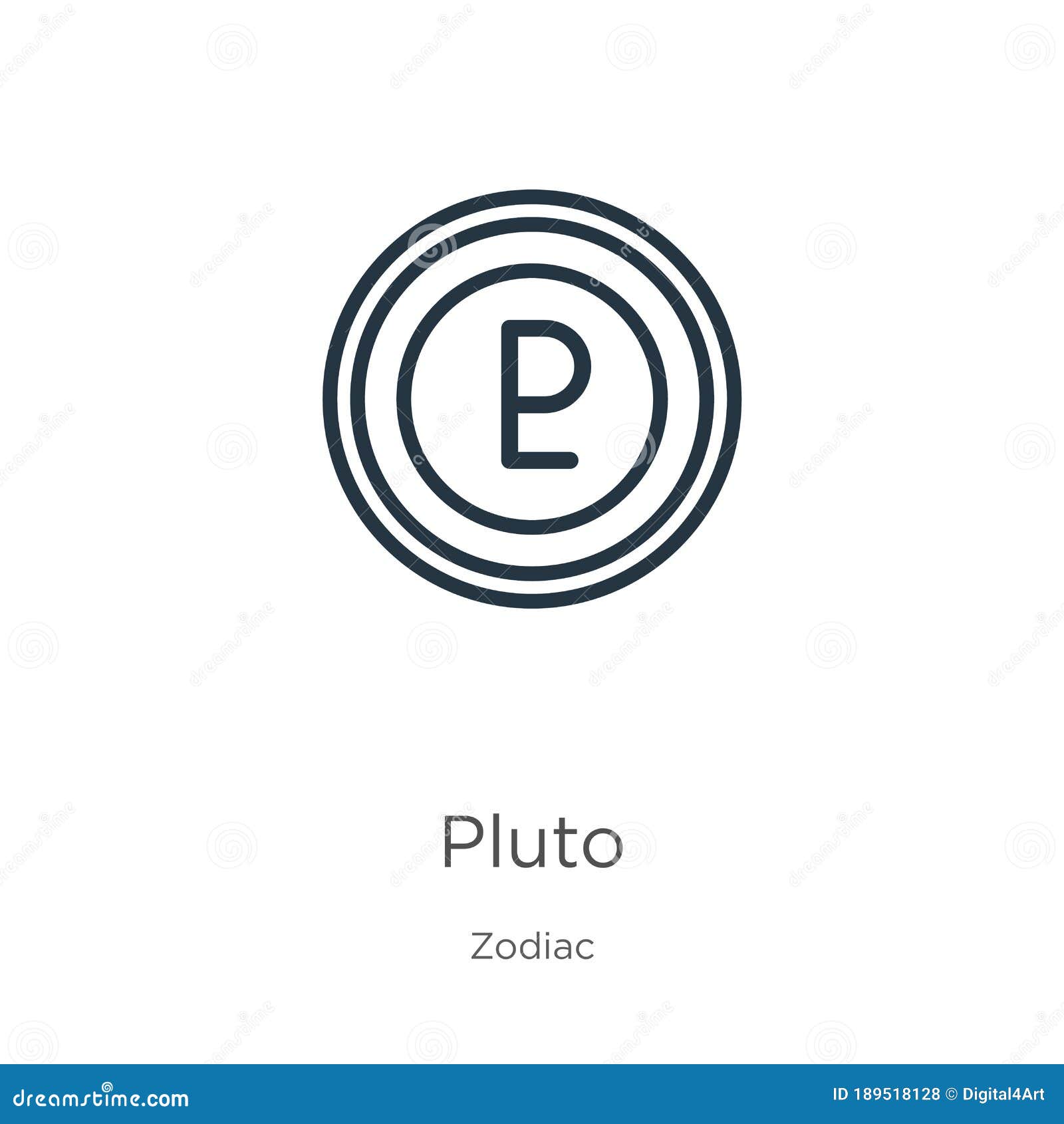Pluto Icon. Planet Symbol. Vector Black Sign On White. Astrological ...