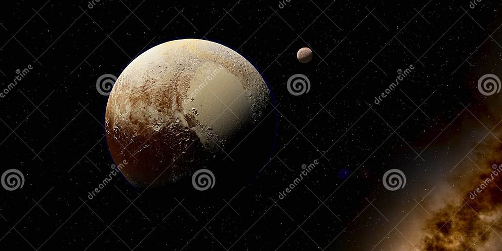 Pluto Planet with Charon Moon Stock Illustration - Illustration of ...