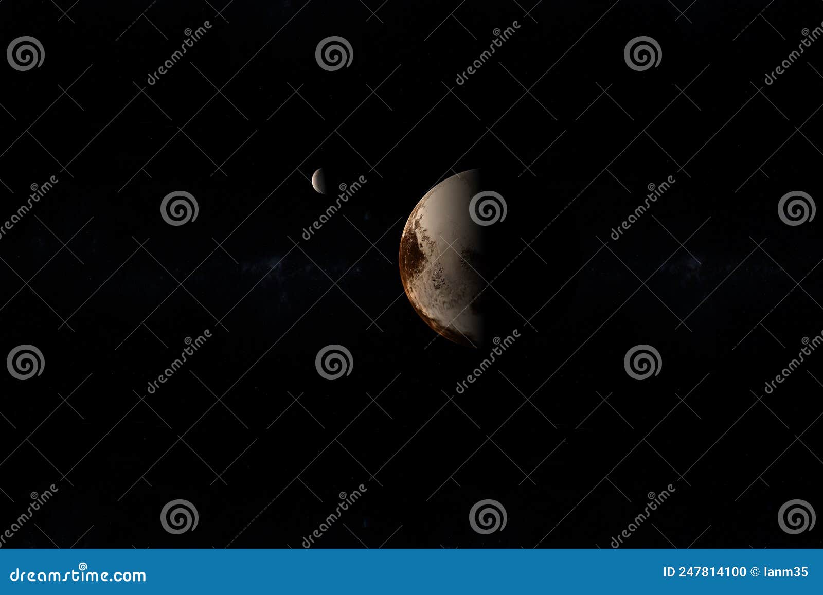 Pluto And Charon Moon. View From Space. Generative Artificial ...