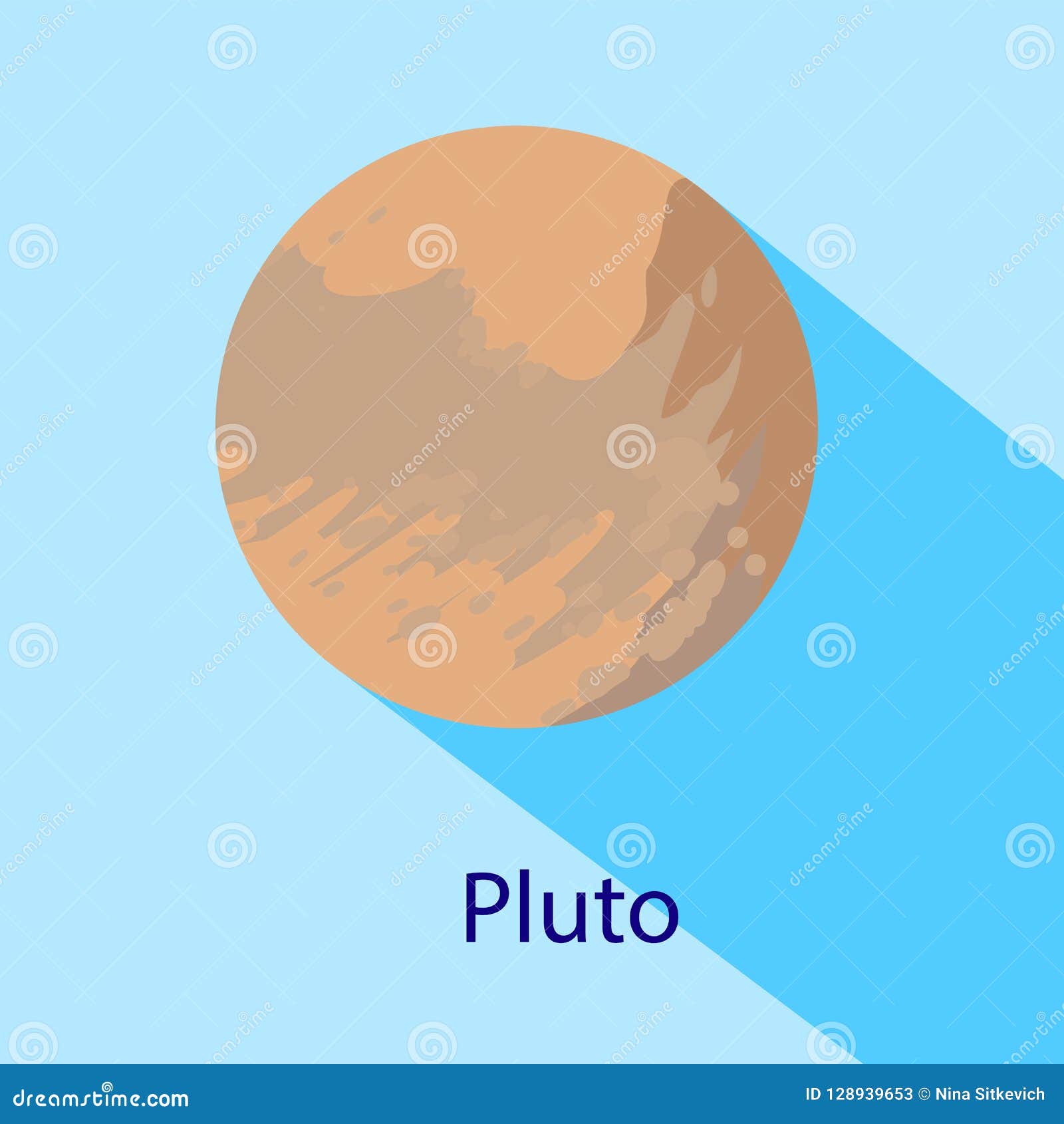 Pluto Planet Icon, Flat Style Stock Vector - Illustration of flat, celestial: 128939653