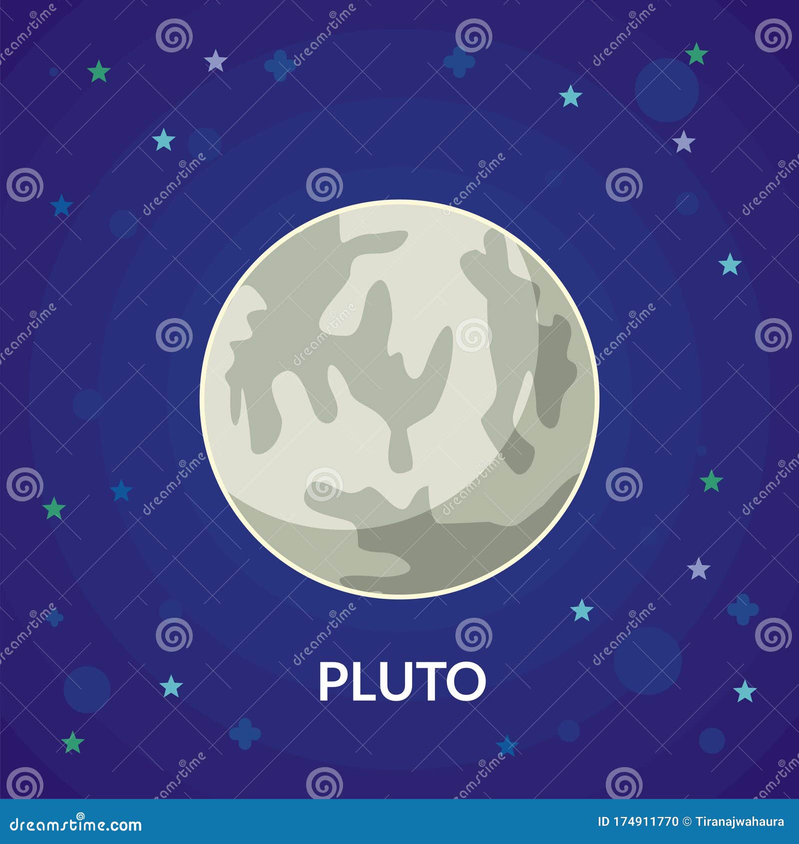 Pluto Vector Illustration, With Star And Blue Background ...