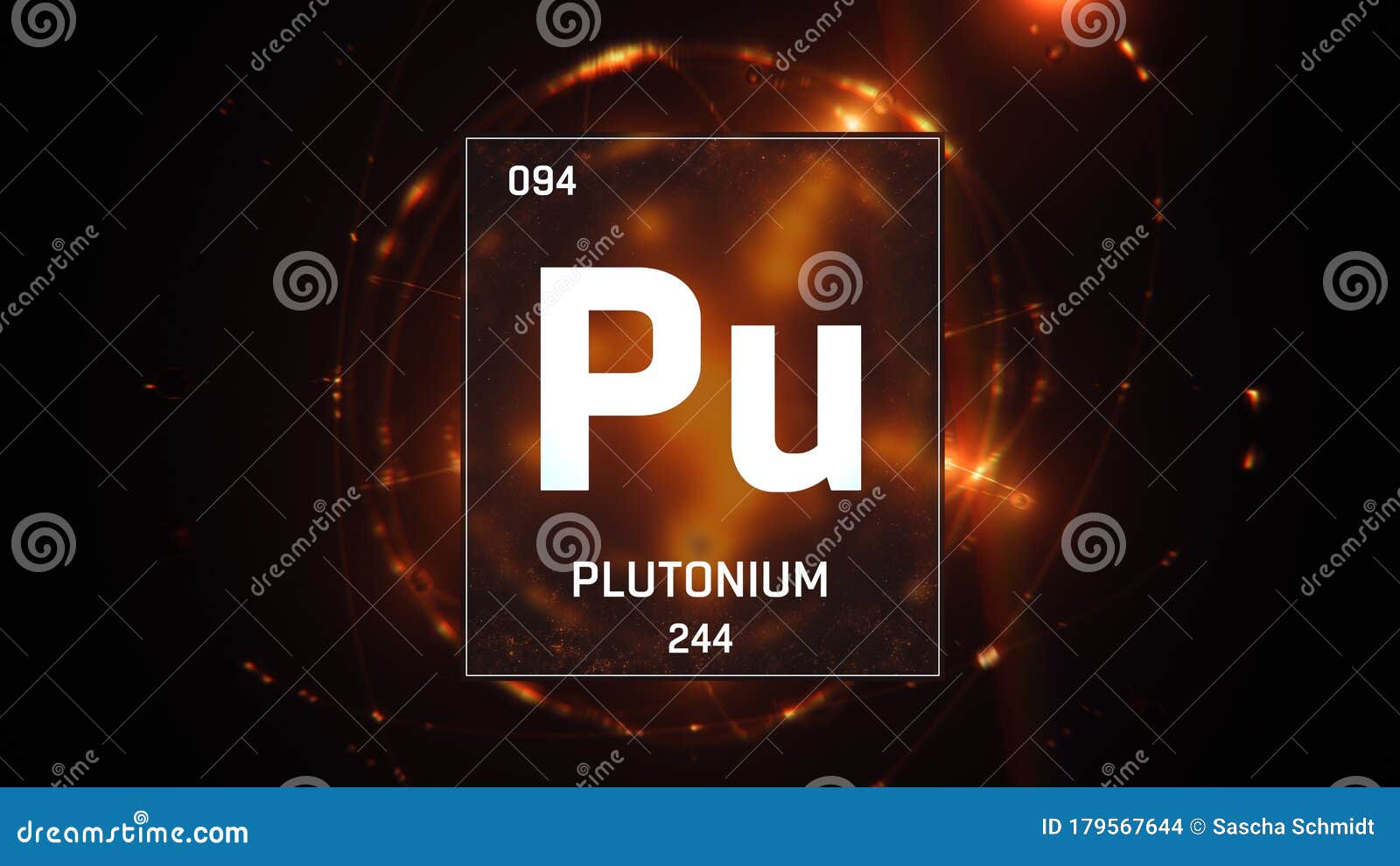 Plutonium As Element 94 of the Periodic Table 3D Illustration on Orange ...