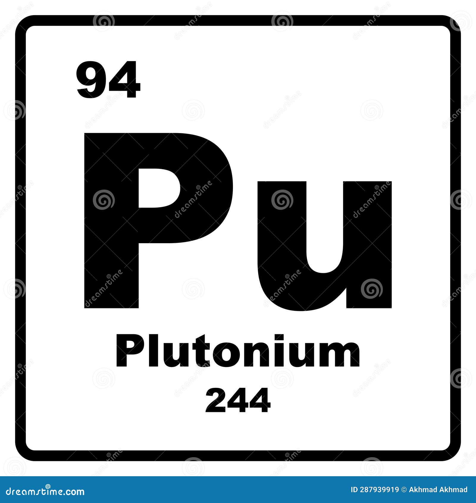 Plutonium As Element 94 Of The Periodic Table 3D Illustration On Blue ...