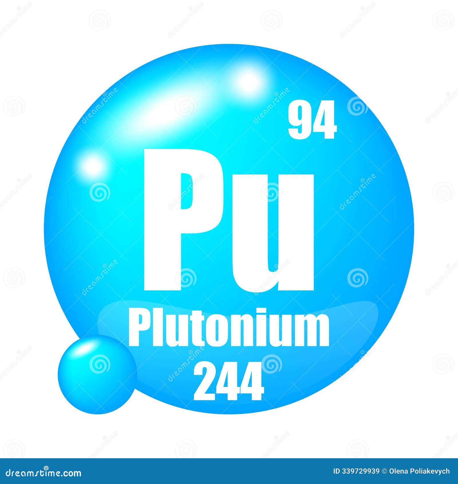 Plutonium Icon. Pu Chemical Element. Atomic Number 94. Mass 244. Blue ...