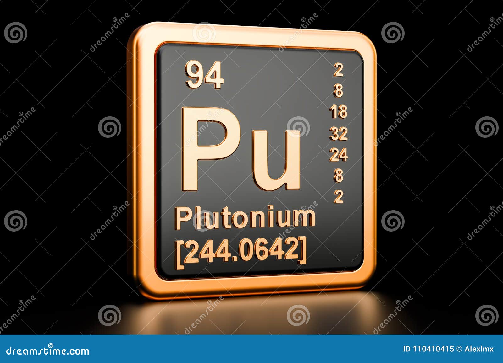 Plutonium Pu Chemical Element. 3D Rendering Stock Illustration ...