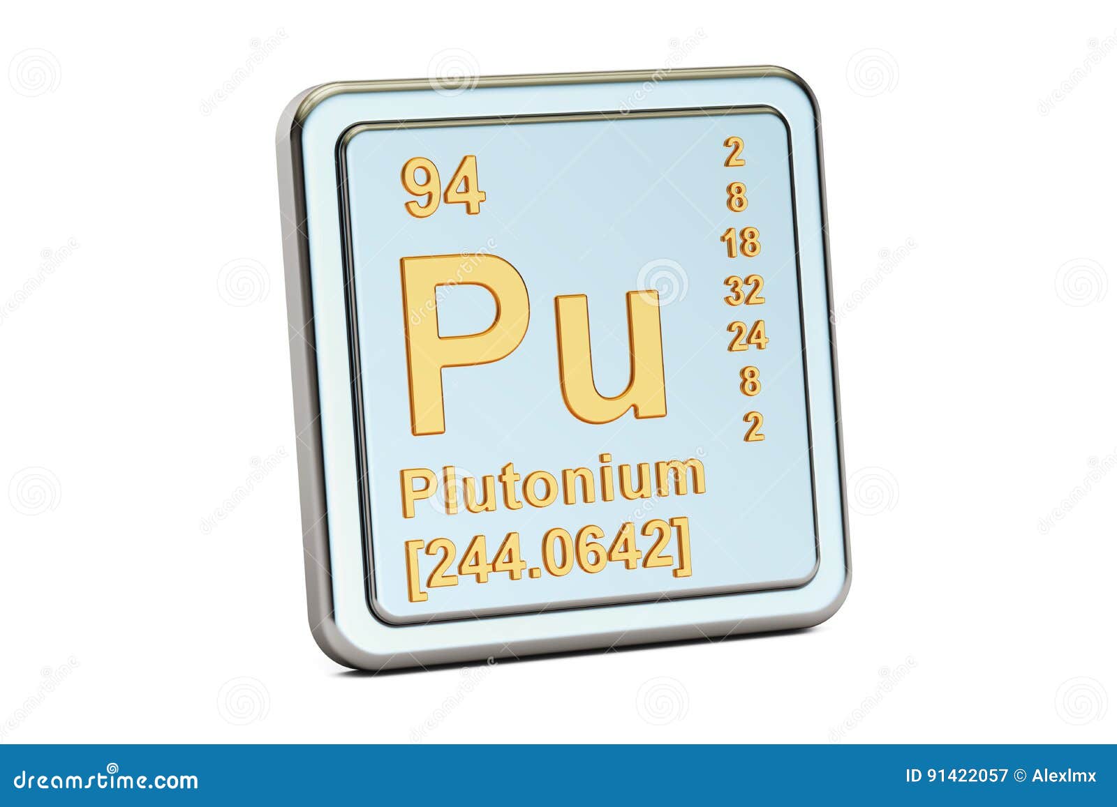 Plutonium Pu, Chemical Element Sign. 3D Rendering Stock Illustration ...