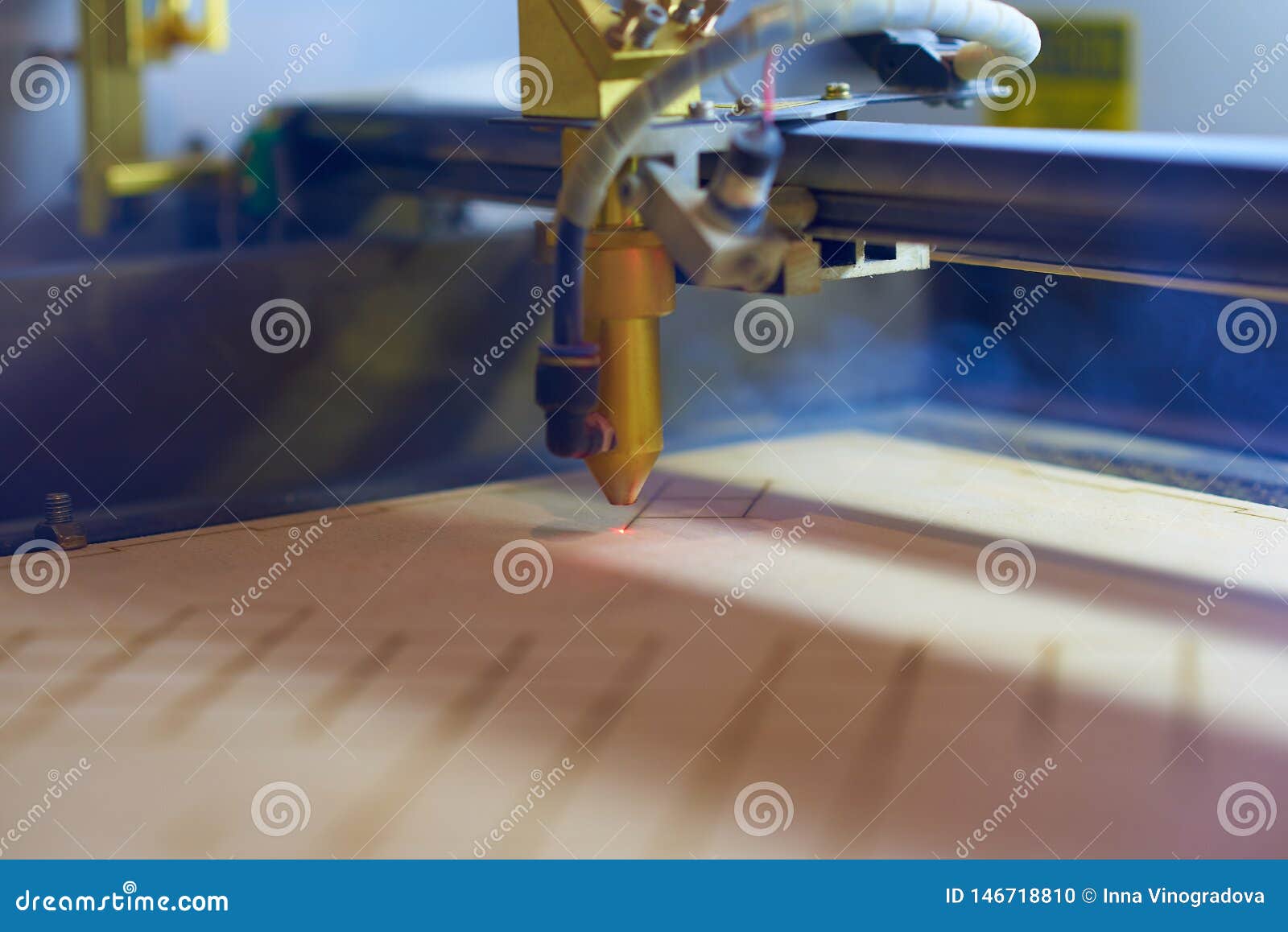 Plywood Laser Cutting Process Close Up Stock Photo - Image of control ...