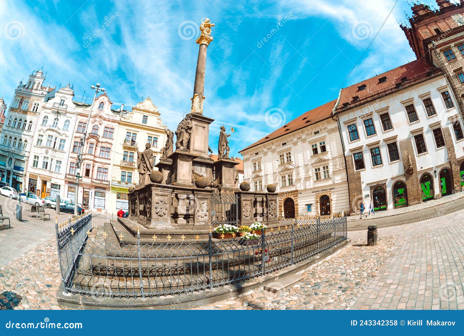 Plzen, Czech Republic - May 12 2019: Marian Column on the Square of the ...