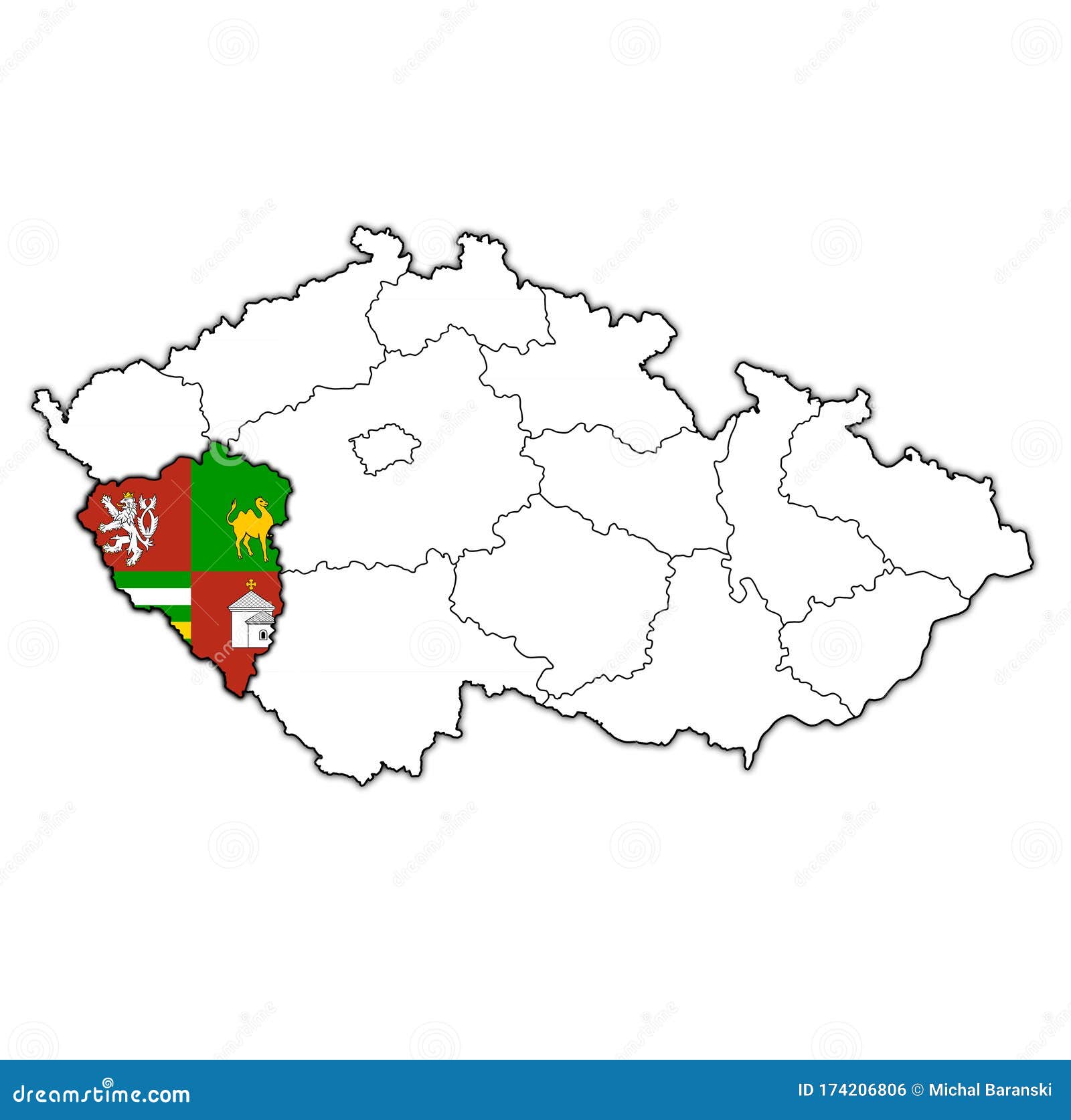 Plzen Region on Administration Map of Czech Republic Stock Illustration ...