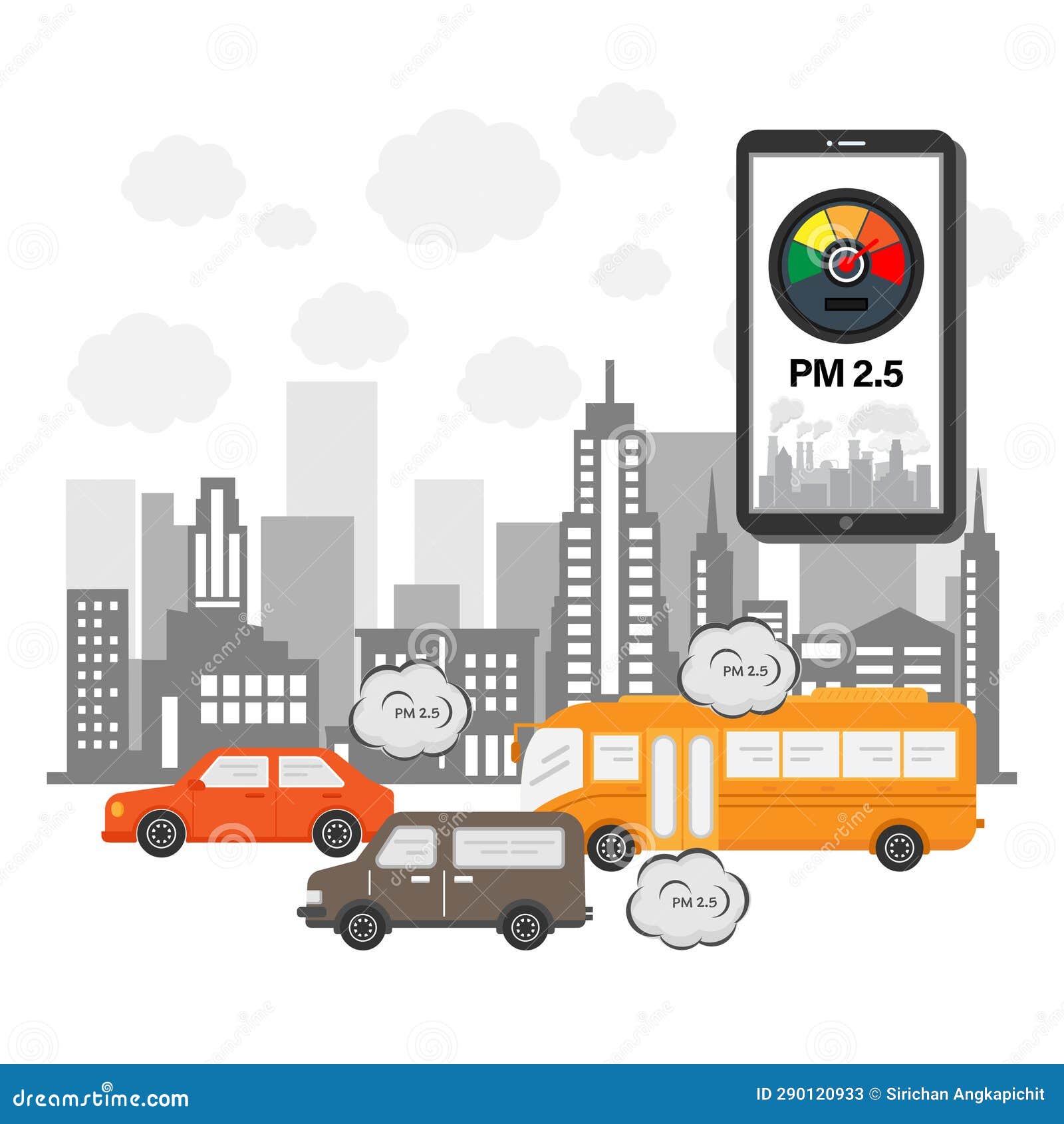 PM2.5 Air Pollution Alert Meter on Smartphone Application in Flat ...