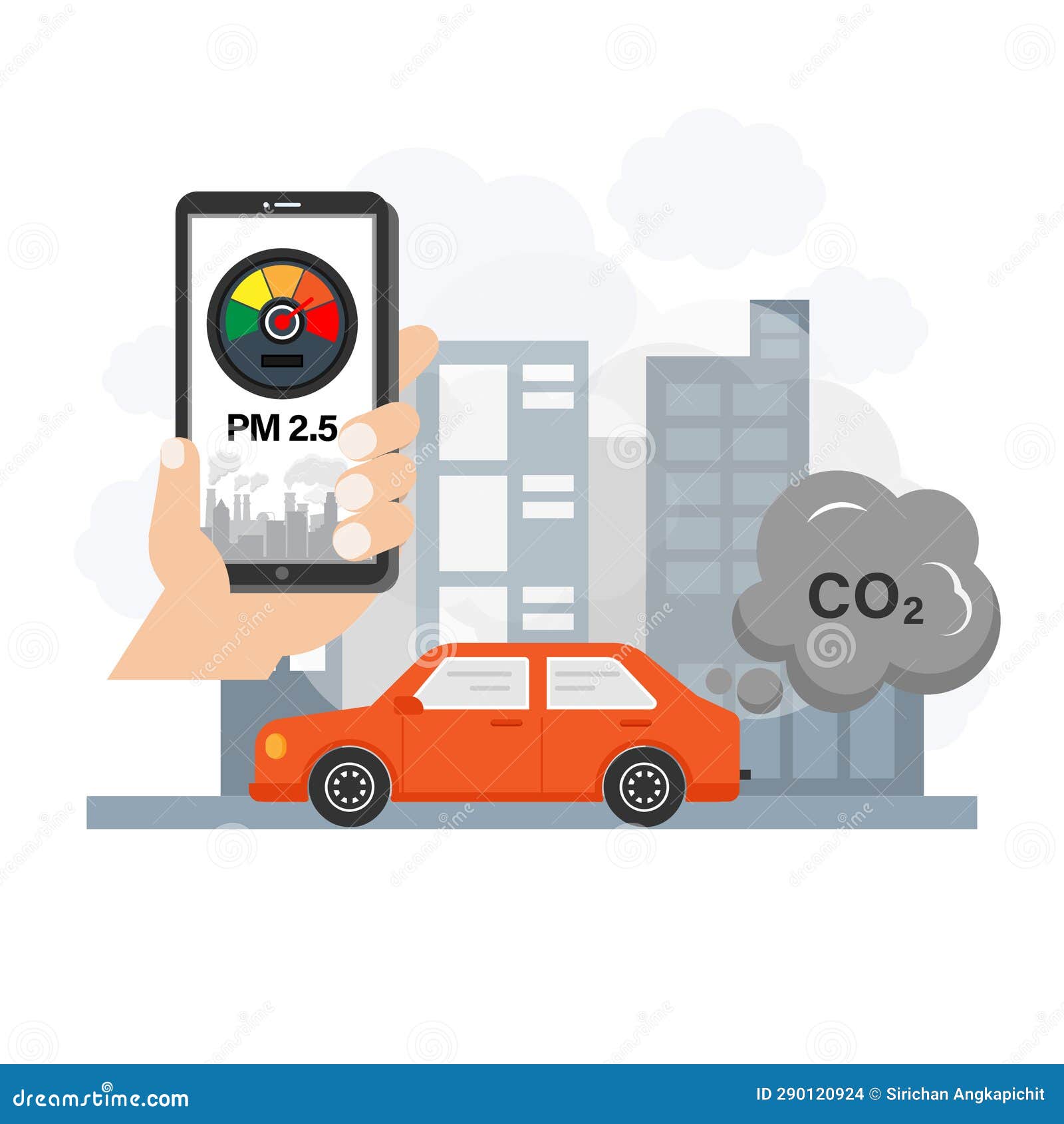 Air Pollution Alert. PM2.5 Alerts Meter Smartphone Notification, Dirty ...