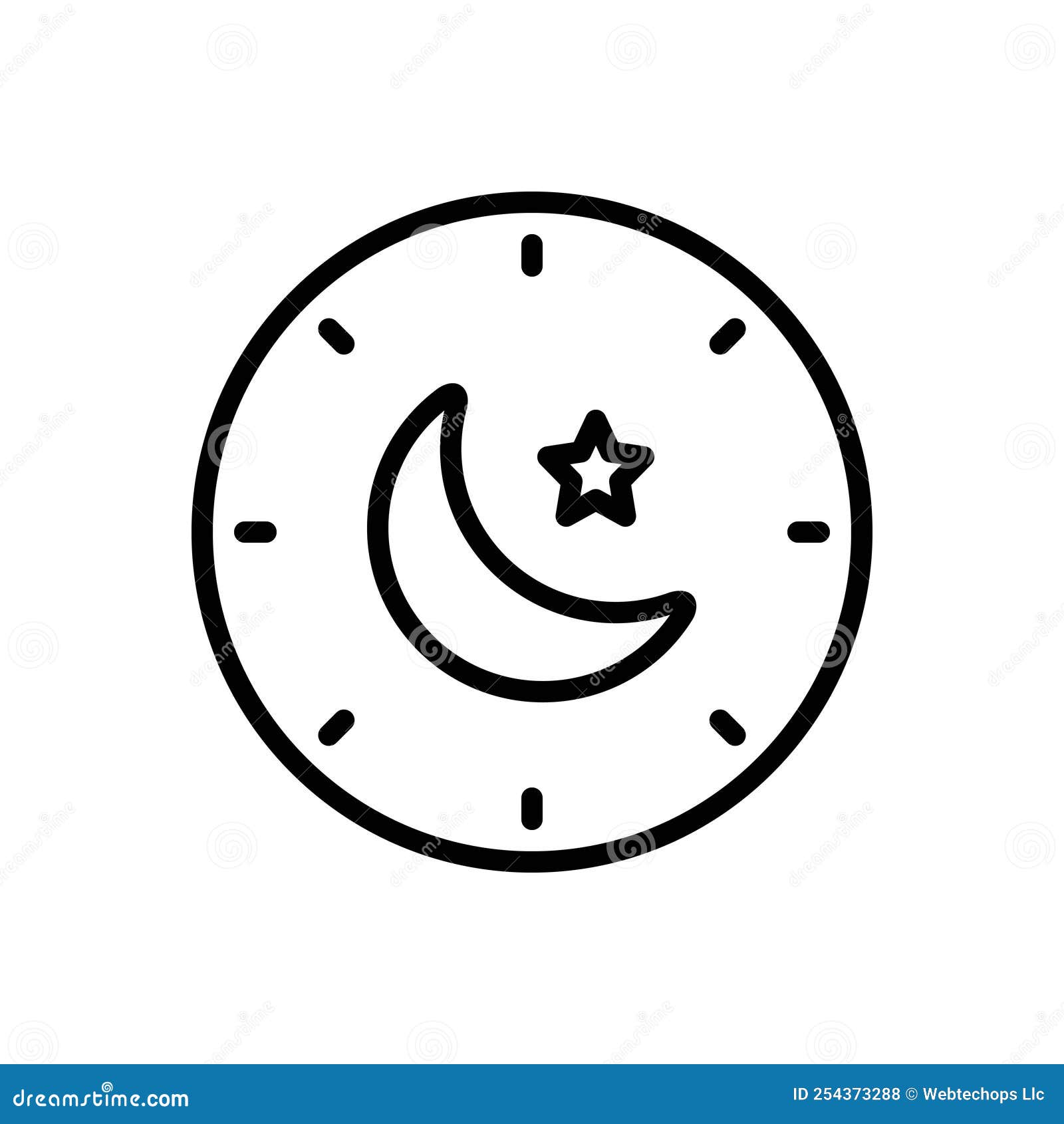 Black Line Icon for Pm, Clock and Night Stock Illustration ...