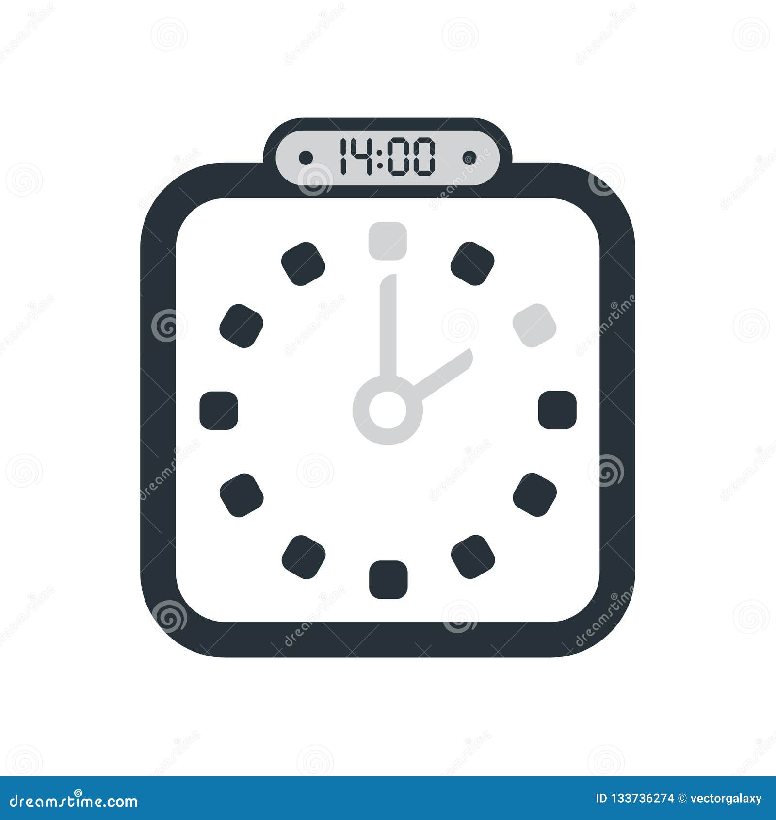 The 14:00, 2pm Icon Isolated on White Background, Clock and Watch ...