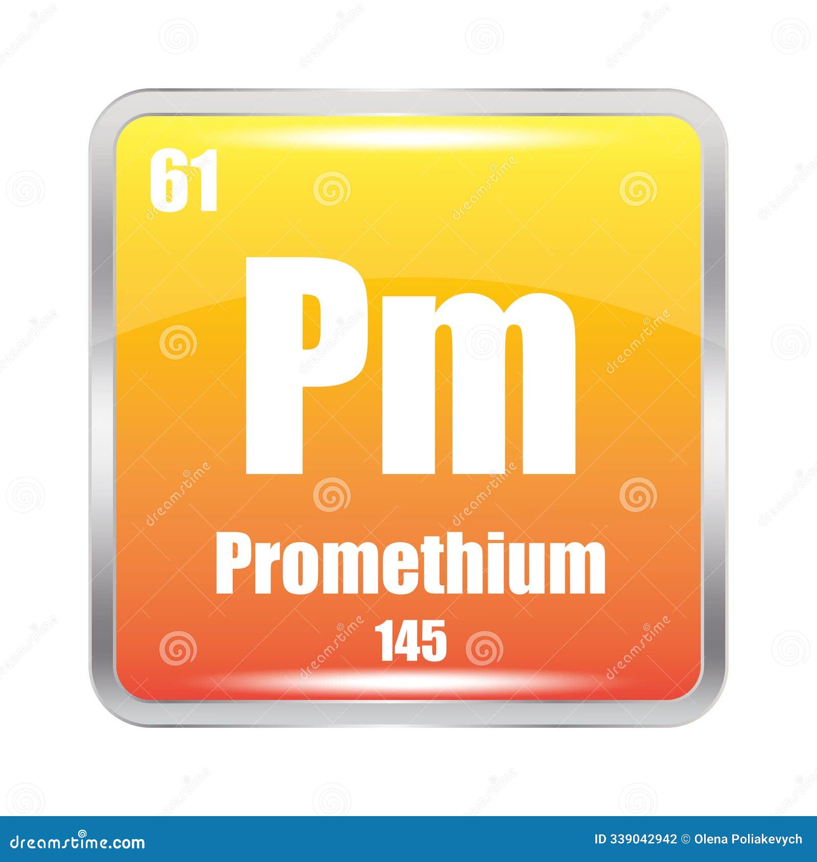 Promethium Pm, Element Symbol From Periodic Table Series Stock ...