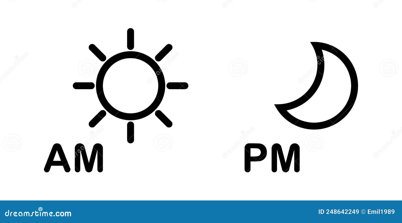 Am and PM Icons. Sun and Moon Stock Illustration - Illustration of ...
