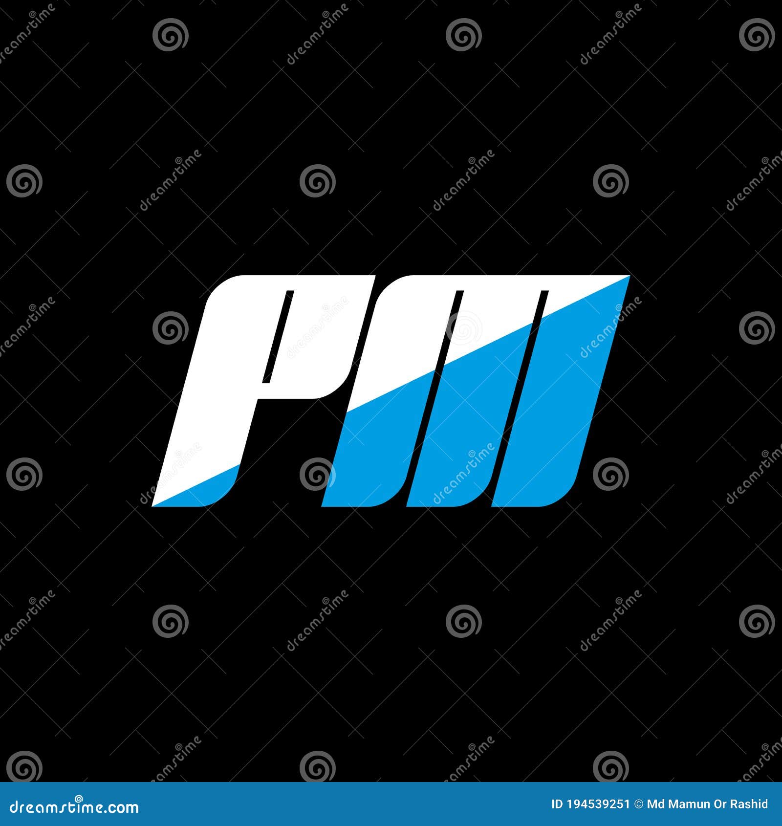 PM Letter Logo Design on Black Background. PM Creative Initials Letter ...