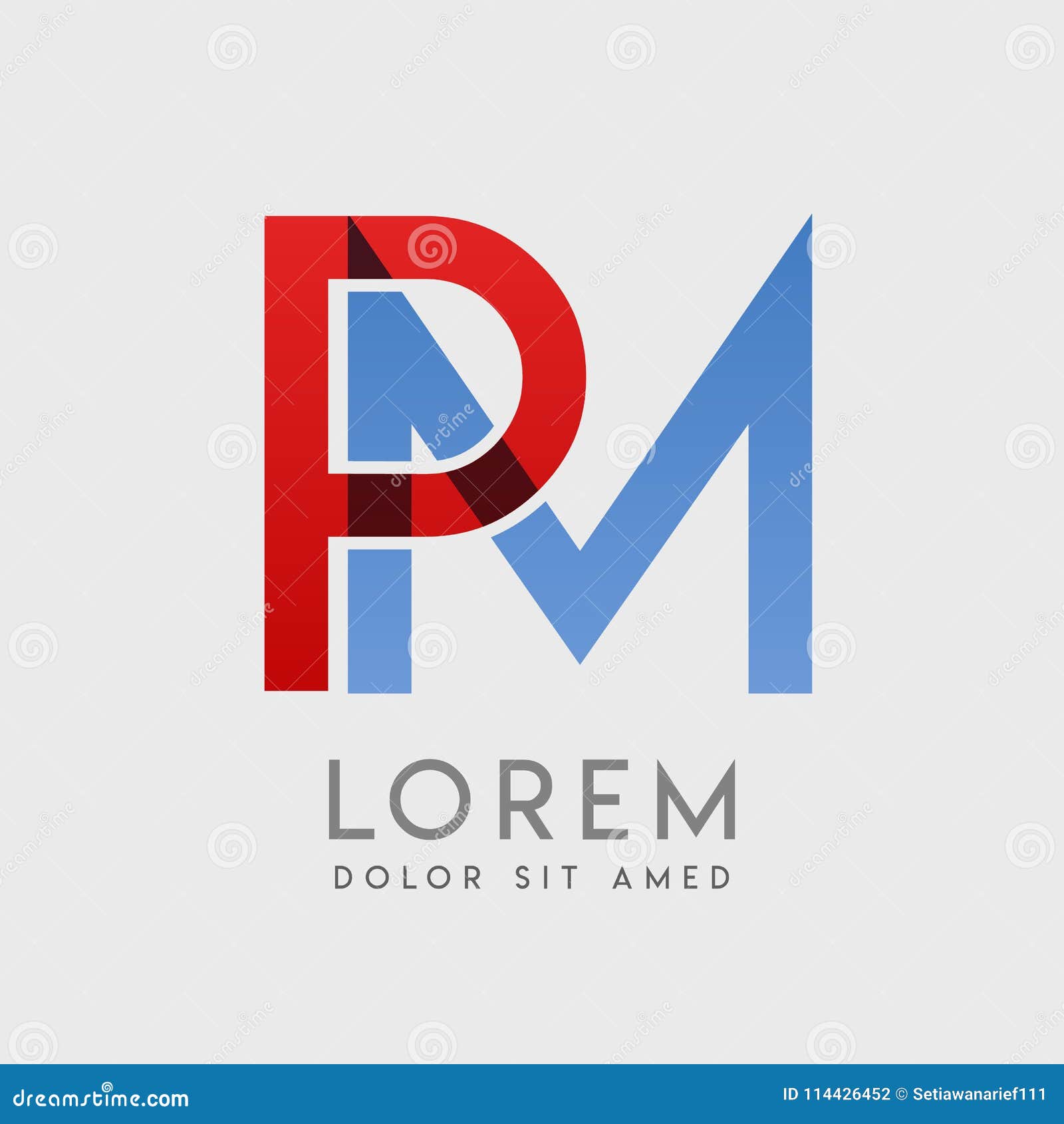 PM Logo Letters with Blue and Red Gradation Stock Vector - Illustration ...