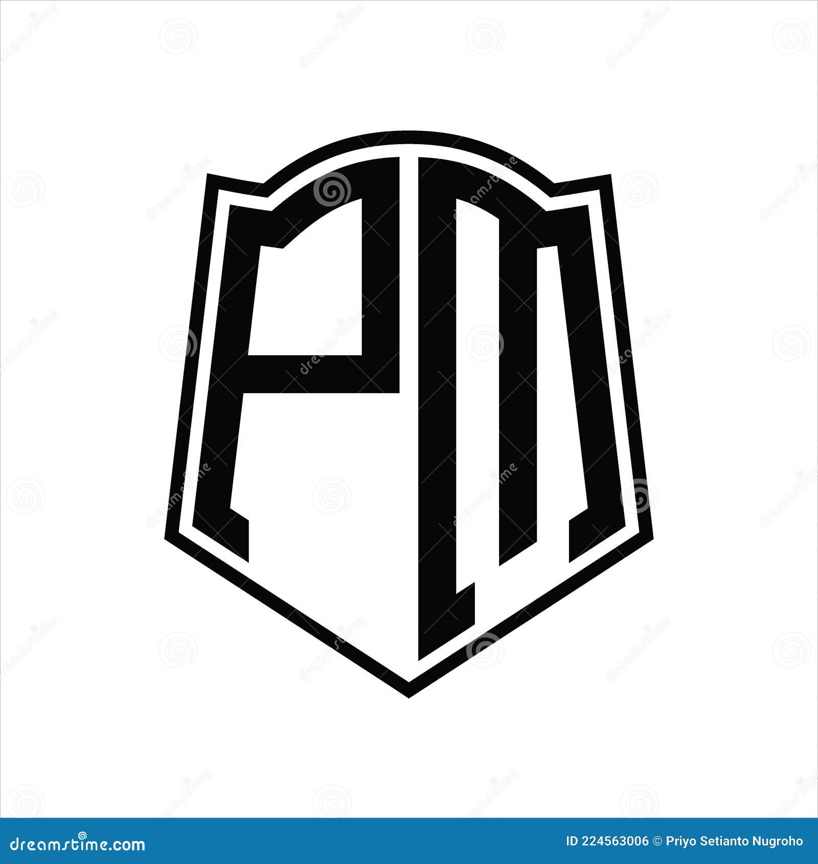 PM Logo Monogram with Shield Shape Outline Design Template Stock Vector ...