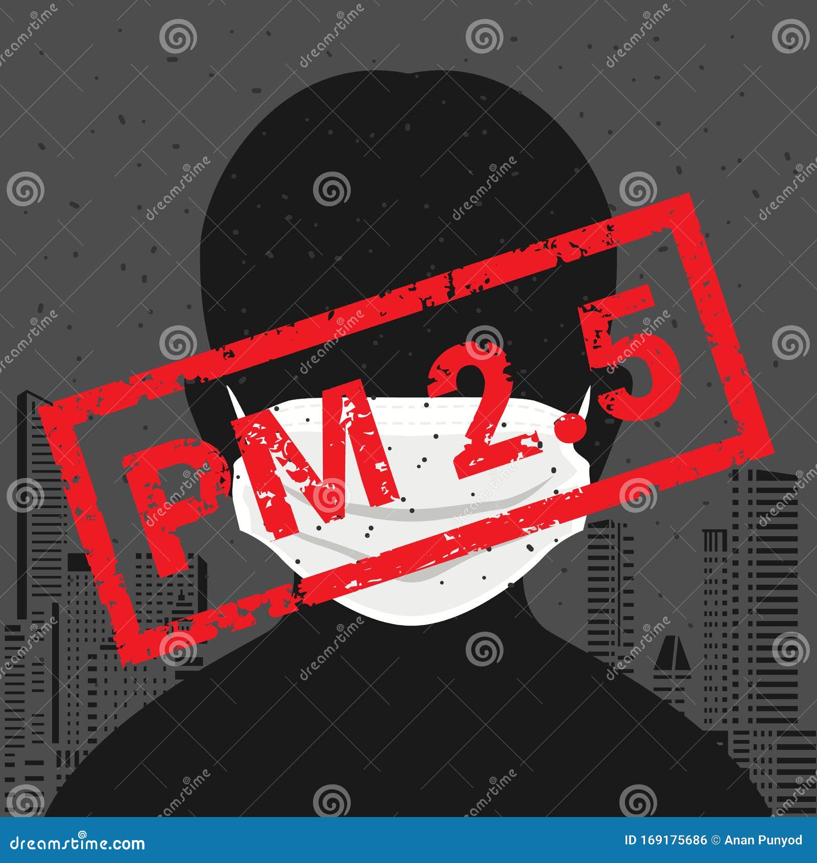 PM 2.5 Stamp on Human Wear Dust Masks in Cities with Dust Pollution ...