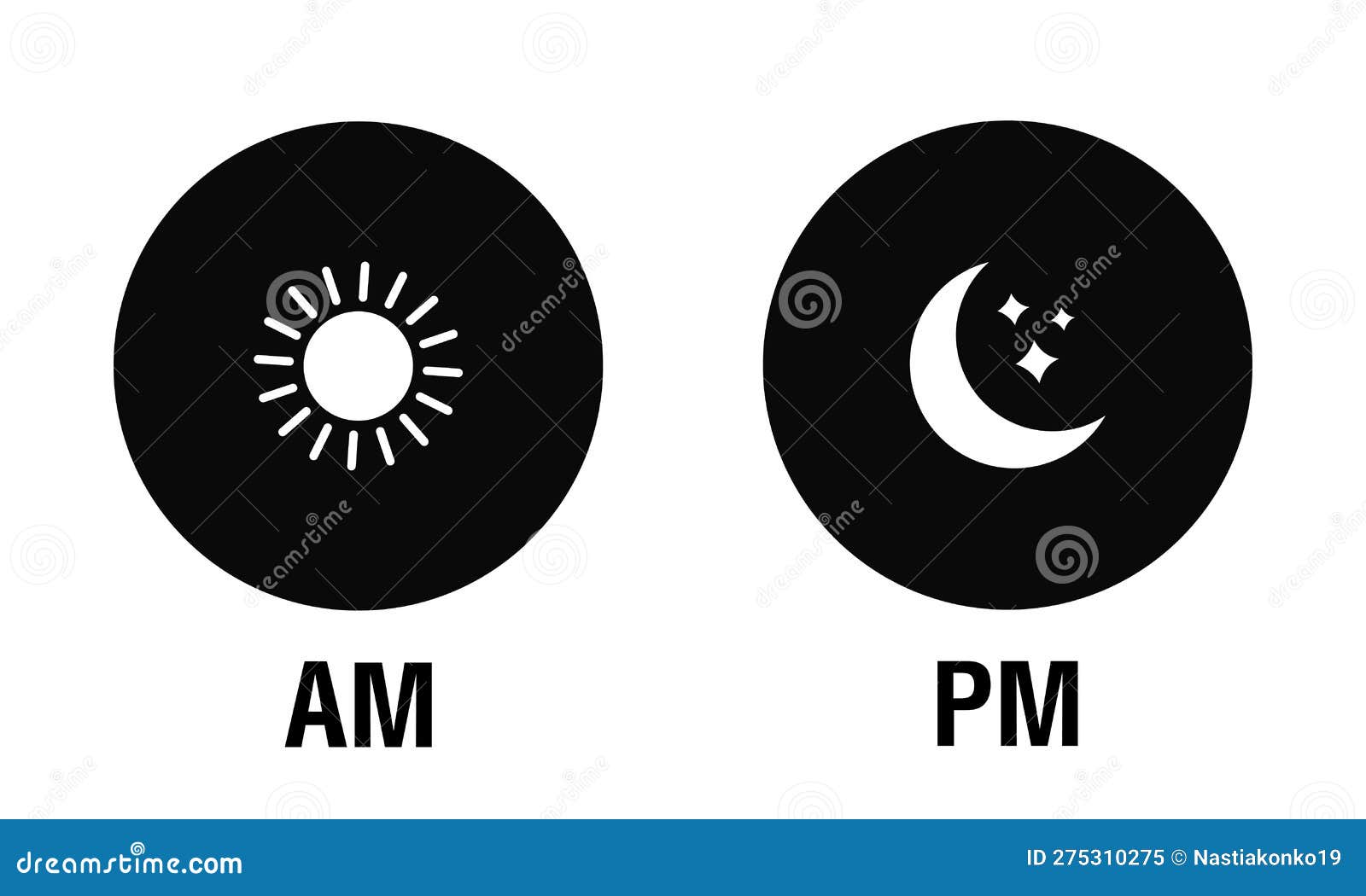 Am and PM Symbol Icon. Sun and Moon. Vector Illustration Stock Vector ...
