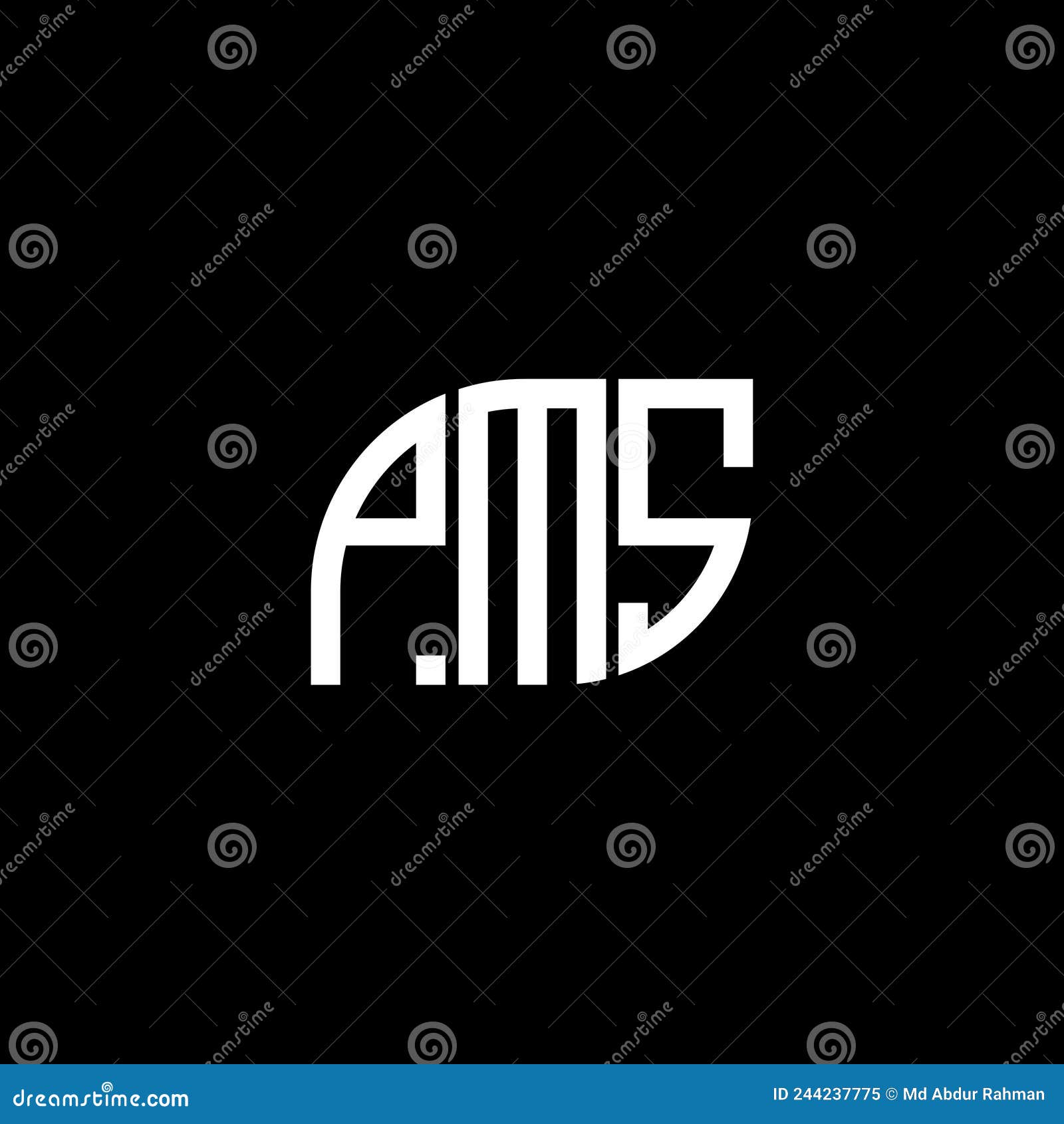 PMS Letter Logo Design on Black Background.PMS Creative Initials Letter ...