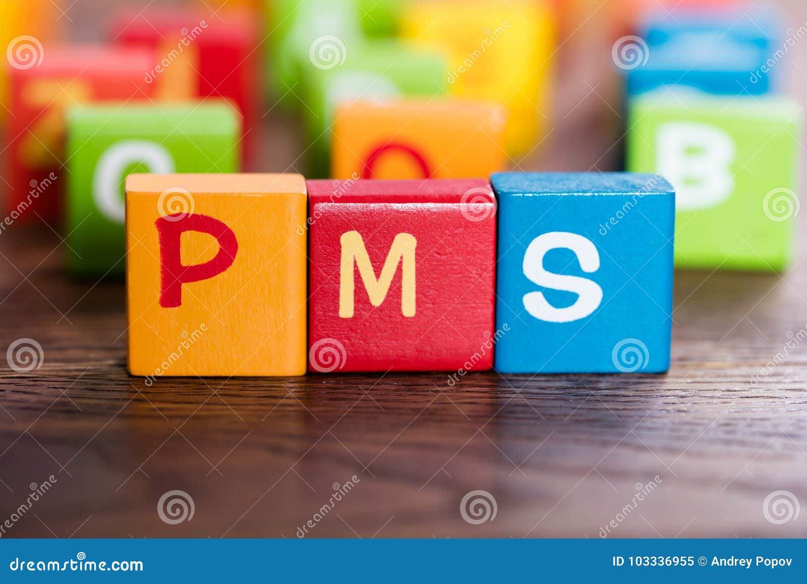 PMS Word Made with Blocks stock image. Image of concept - 103336955