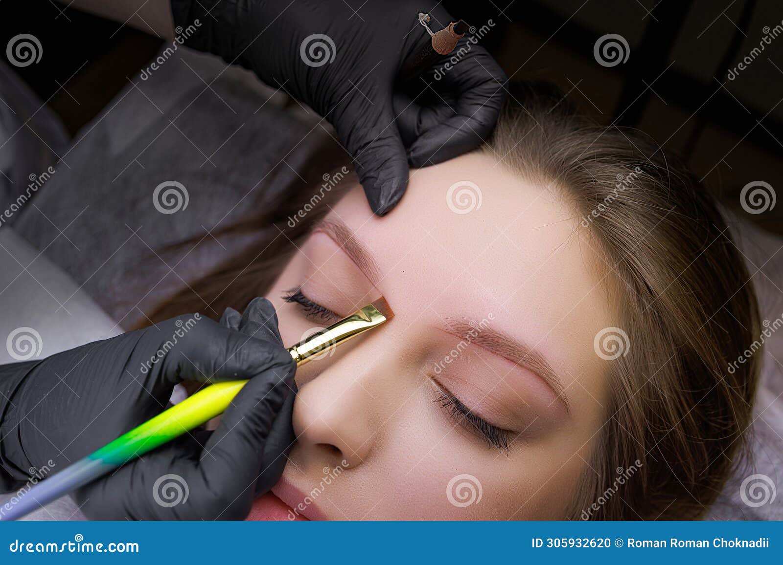 PMU Procedure, Permanent Eyebrow Makeup. Stock Photo - Image of color ...