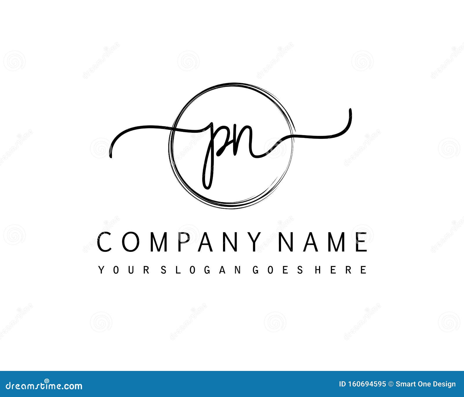 PN Initial Handwriting Logo Circle Hand Drawn Template Vector Stock ...