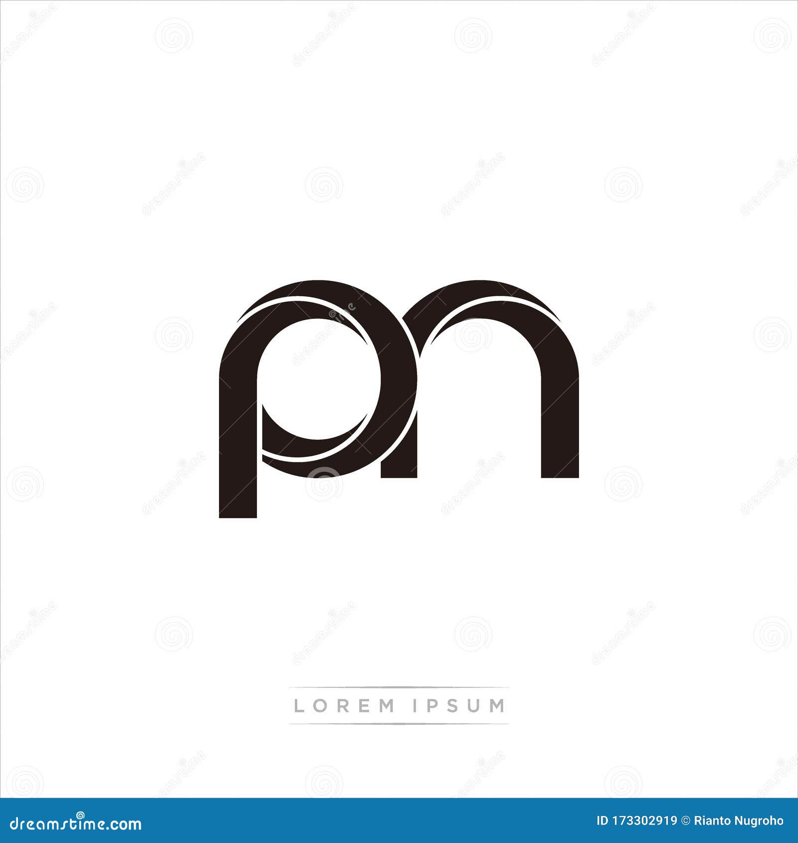 Pn Initial Letter Split Lowercase Modern Monogram Linked Outline ...