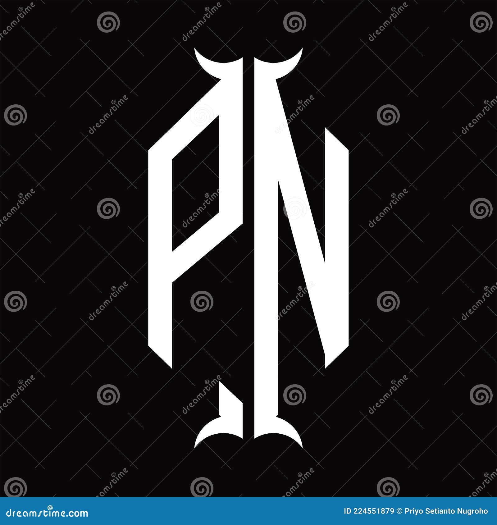 PN Logo Monogram with Horn Shape Design Template Stock Vector ...