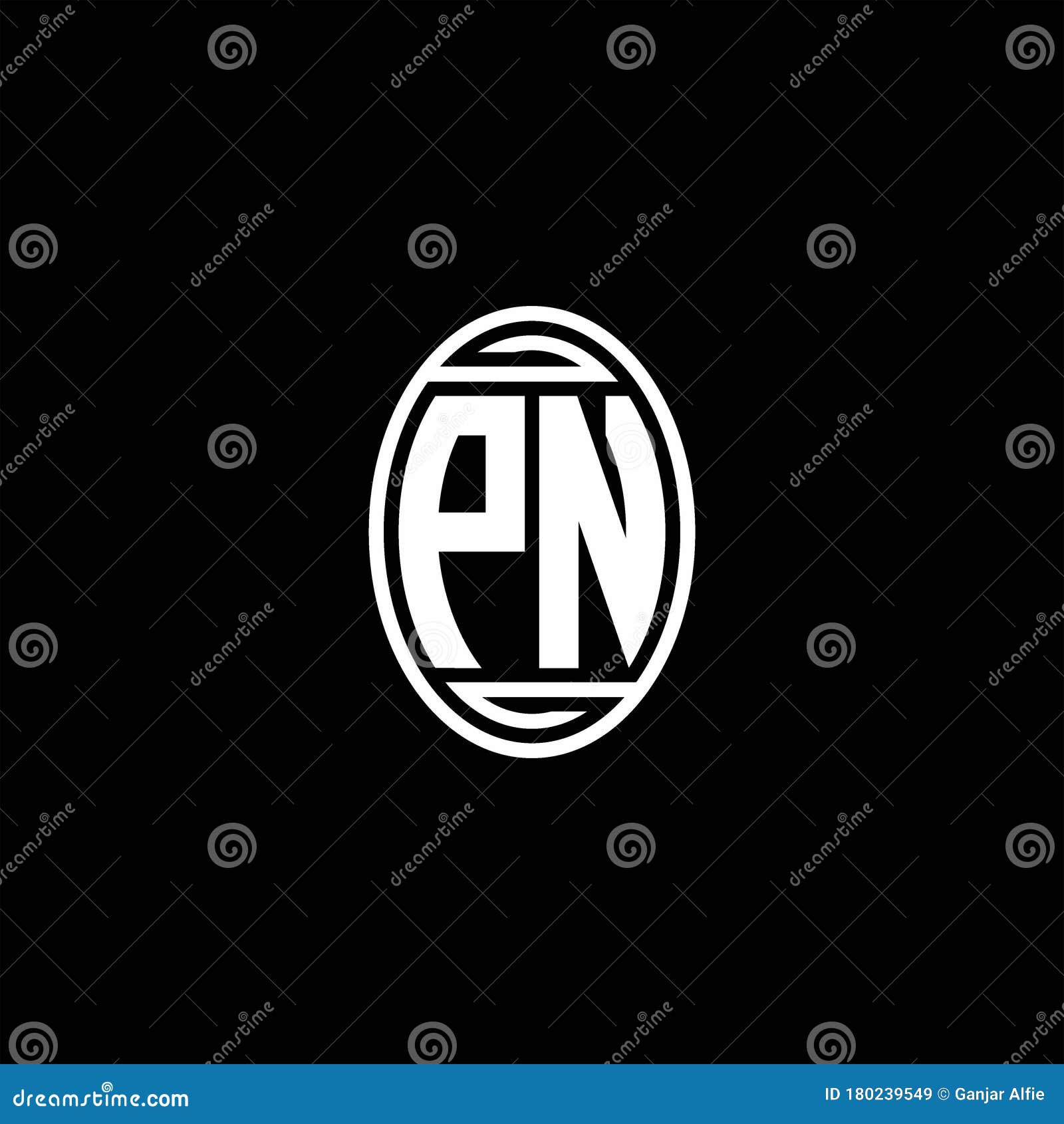 Pn-Monogrammlogo Isoliert Auf Oval, Form Zu Drehen Vektor Abbildung ...