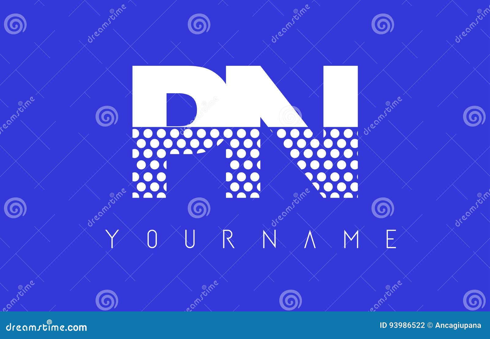 PN P N Dotted Letter Logo Design with Blue Background. Stock Vector ...