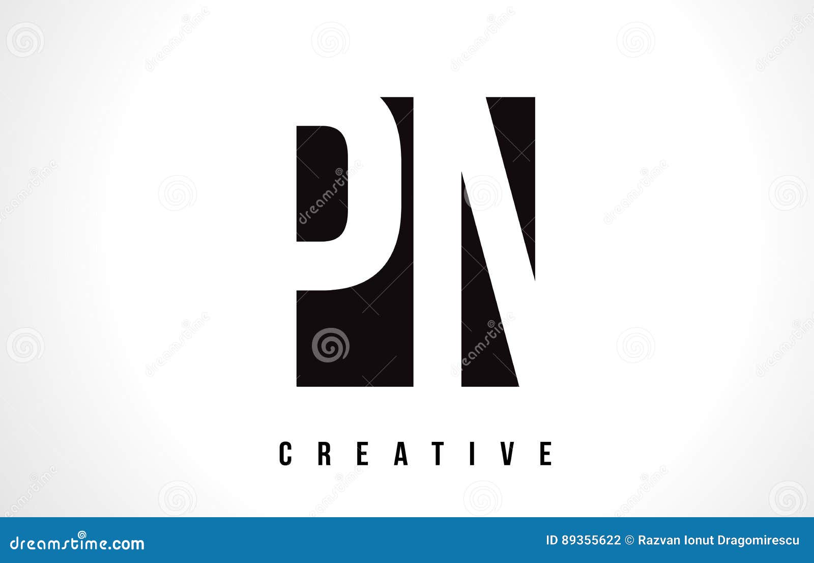 PN P N White Letter Logo Design with Black Square. Stock Vector ...