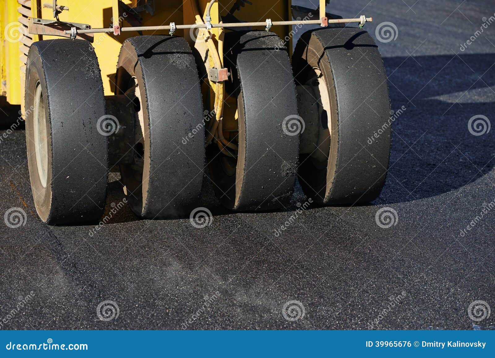 Pneumatic Roller Compactor At Asphalt Pavement Works For Road Repairing ...