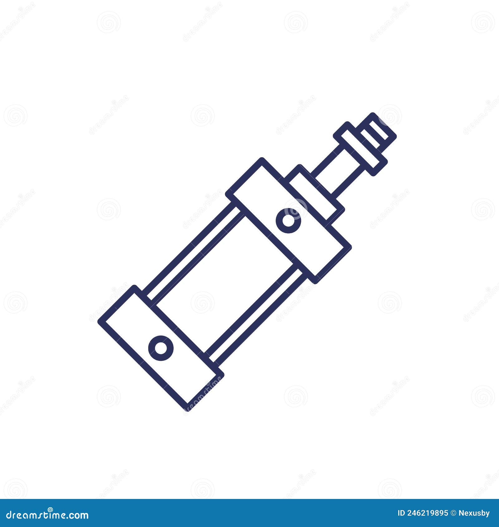 Pneumatic Cylinder Line Icon on White Stock Vector - Illustration of ...