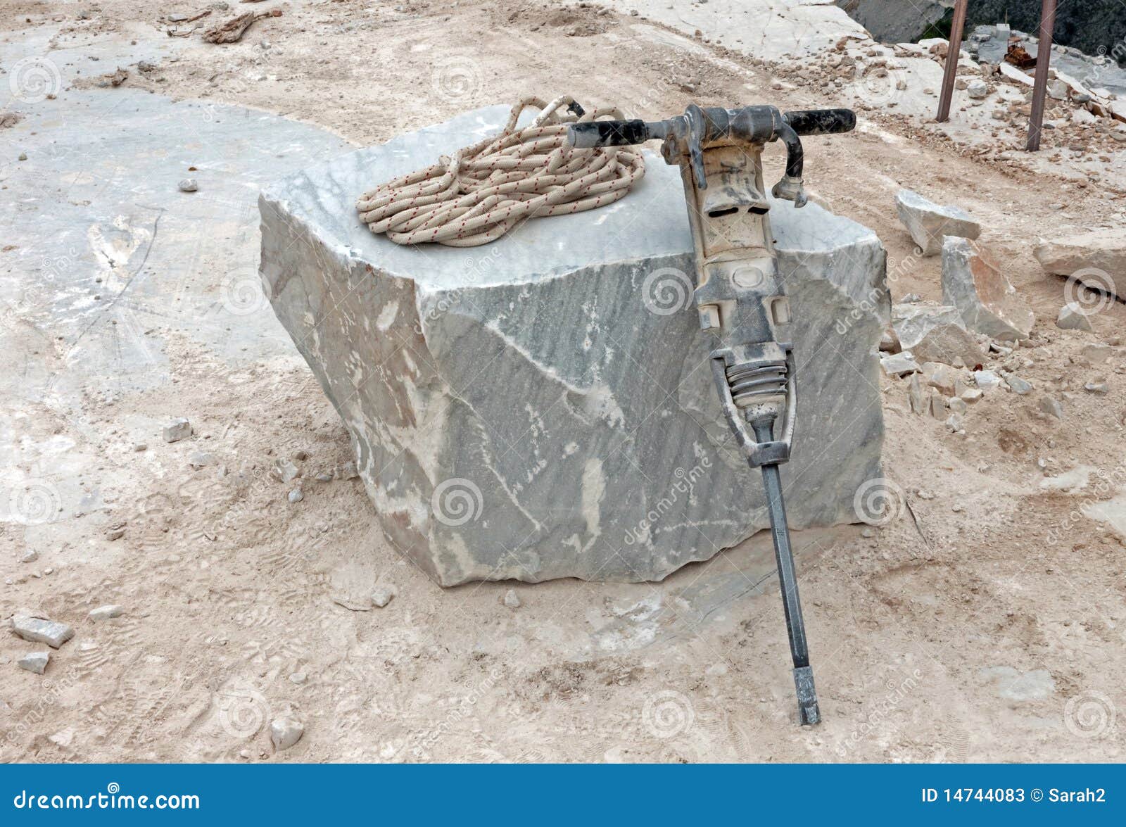 Pneumatic drill in quarry stock image. Image of perforator - 14744083