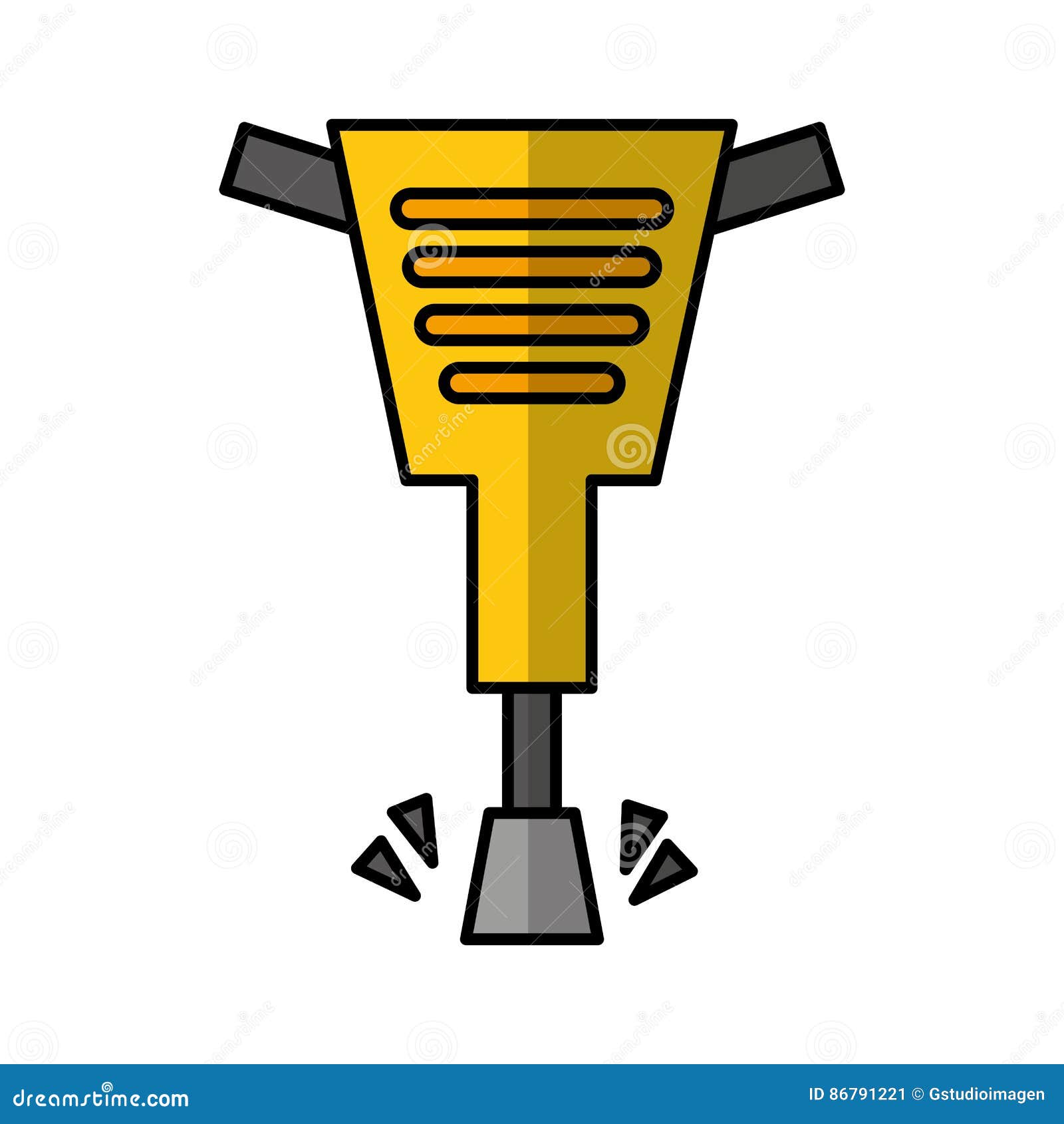 Pneumatic Hammer Tool Isolated Icon Stock Vector - Illustration of ...