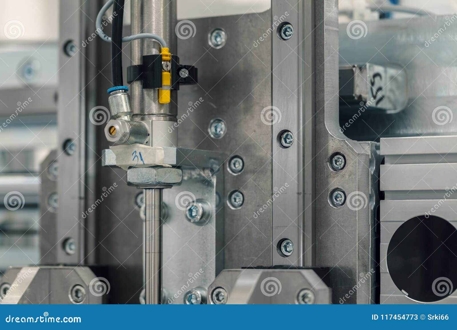 Pneumatic Piston on Machine Stock Image - Image of equipment ...