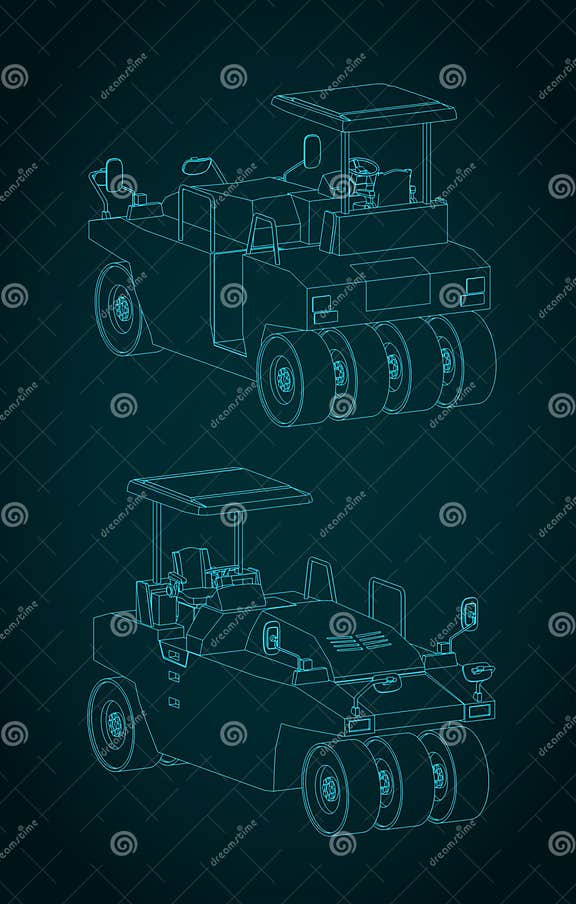 Pneumatic Road Roller Drawings Stock Illustration - Illustration of ...