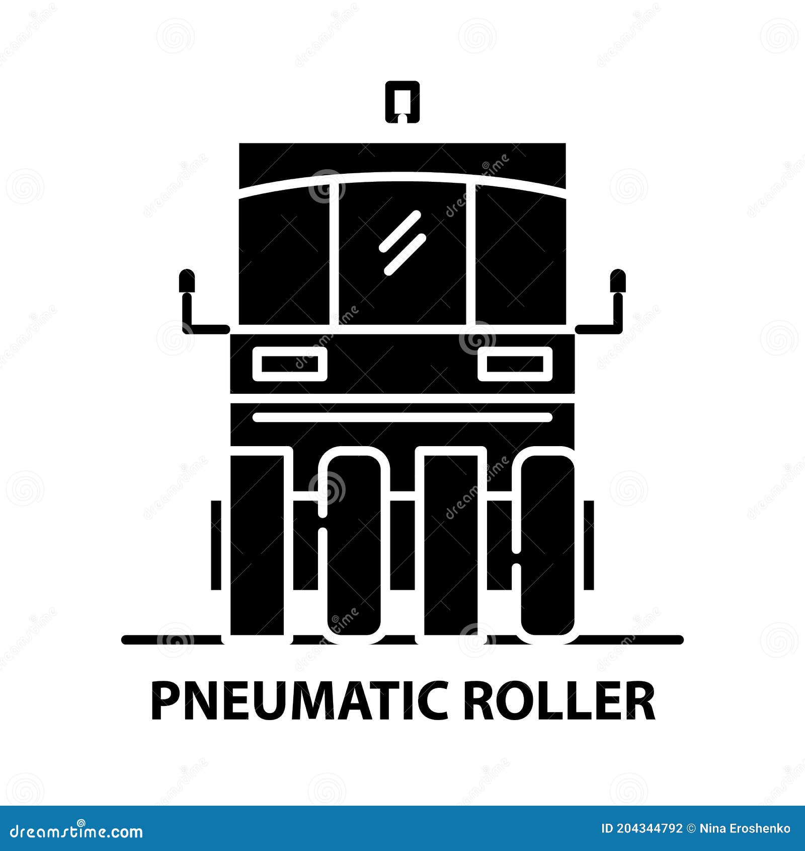 Pneumatic Roller Icon, Black Vector Sign with Editable Strokes, Concept ...