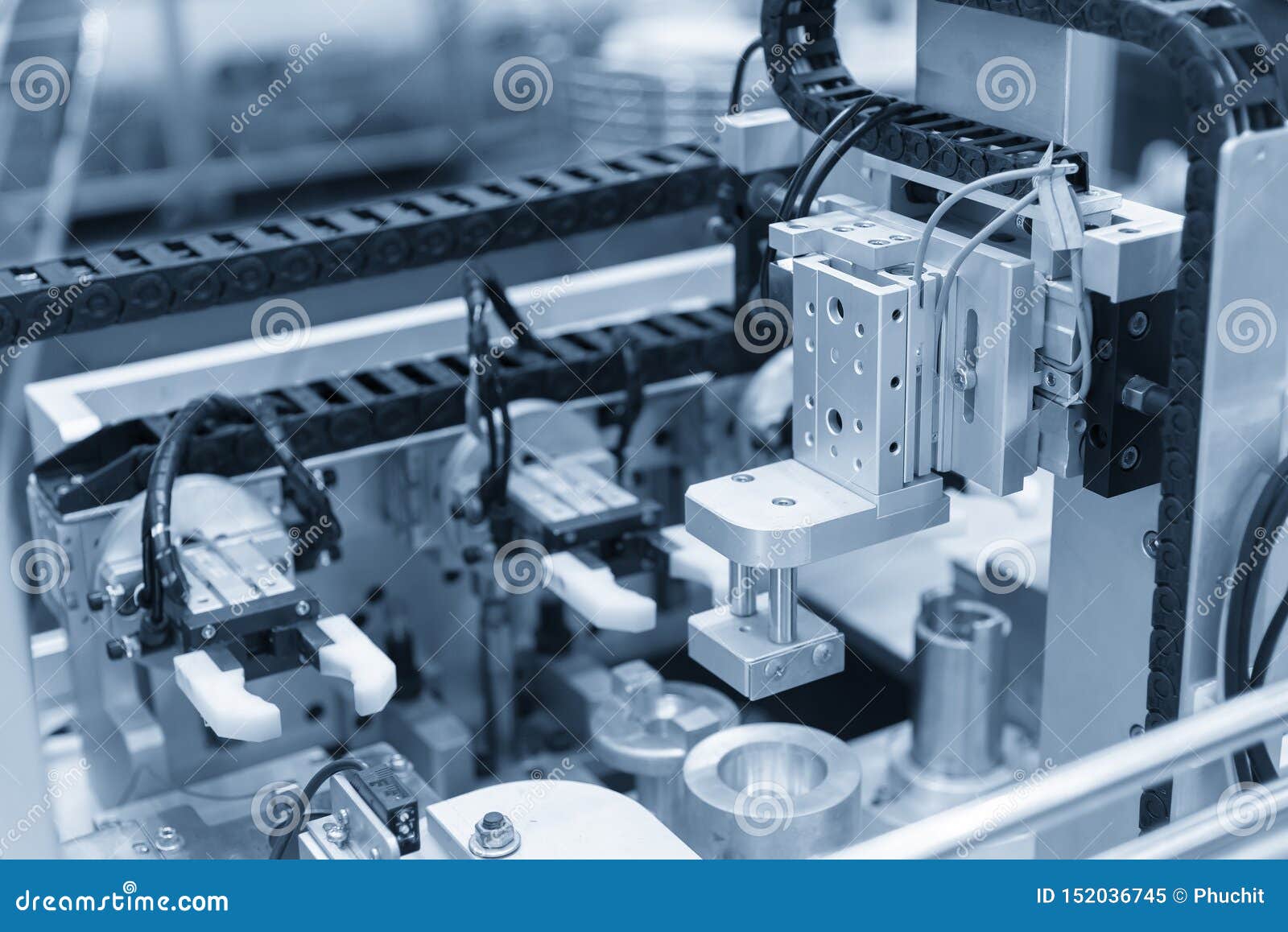 The Pneumatic System in the Electronics Assembly Line. Stock Image ...