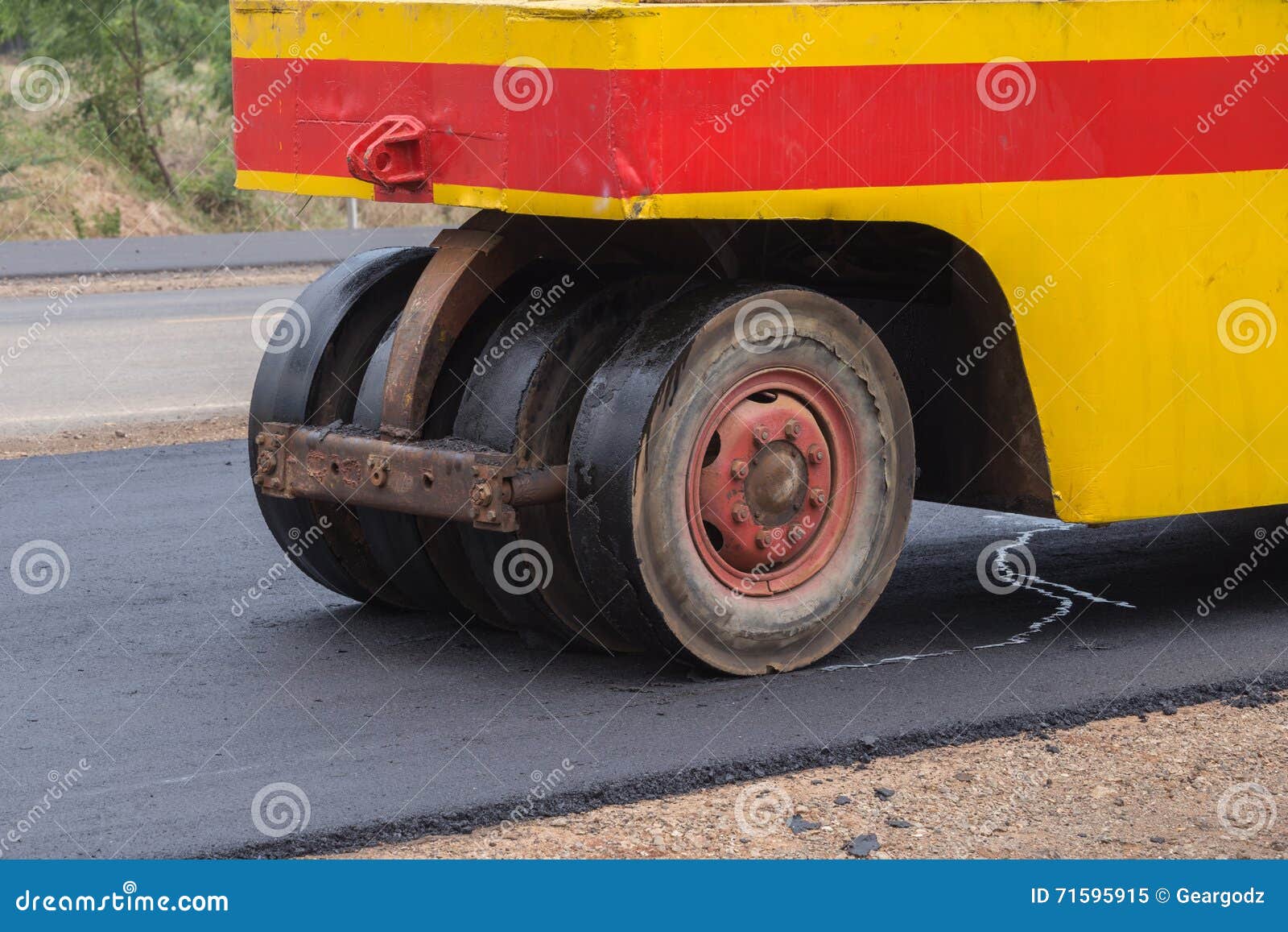 Pneumatic Tyred Roller Compactor at Asphalt Road Stock Image - Image of ...