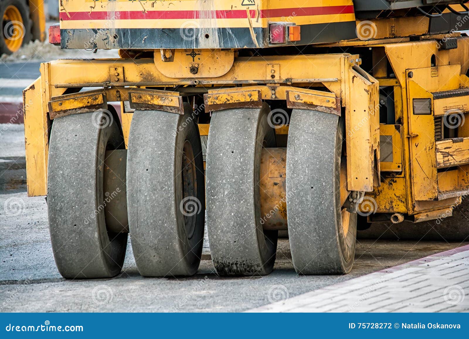 Pneumatic tyred roller stock photo. Image of roll, building - 75728272