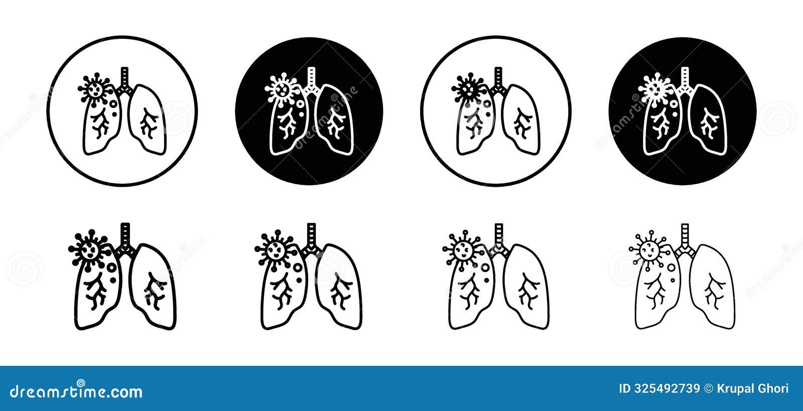 Pneumonia Bacterium Icon Vector Set Collection for Web Stock ...